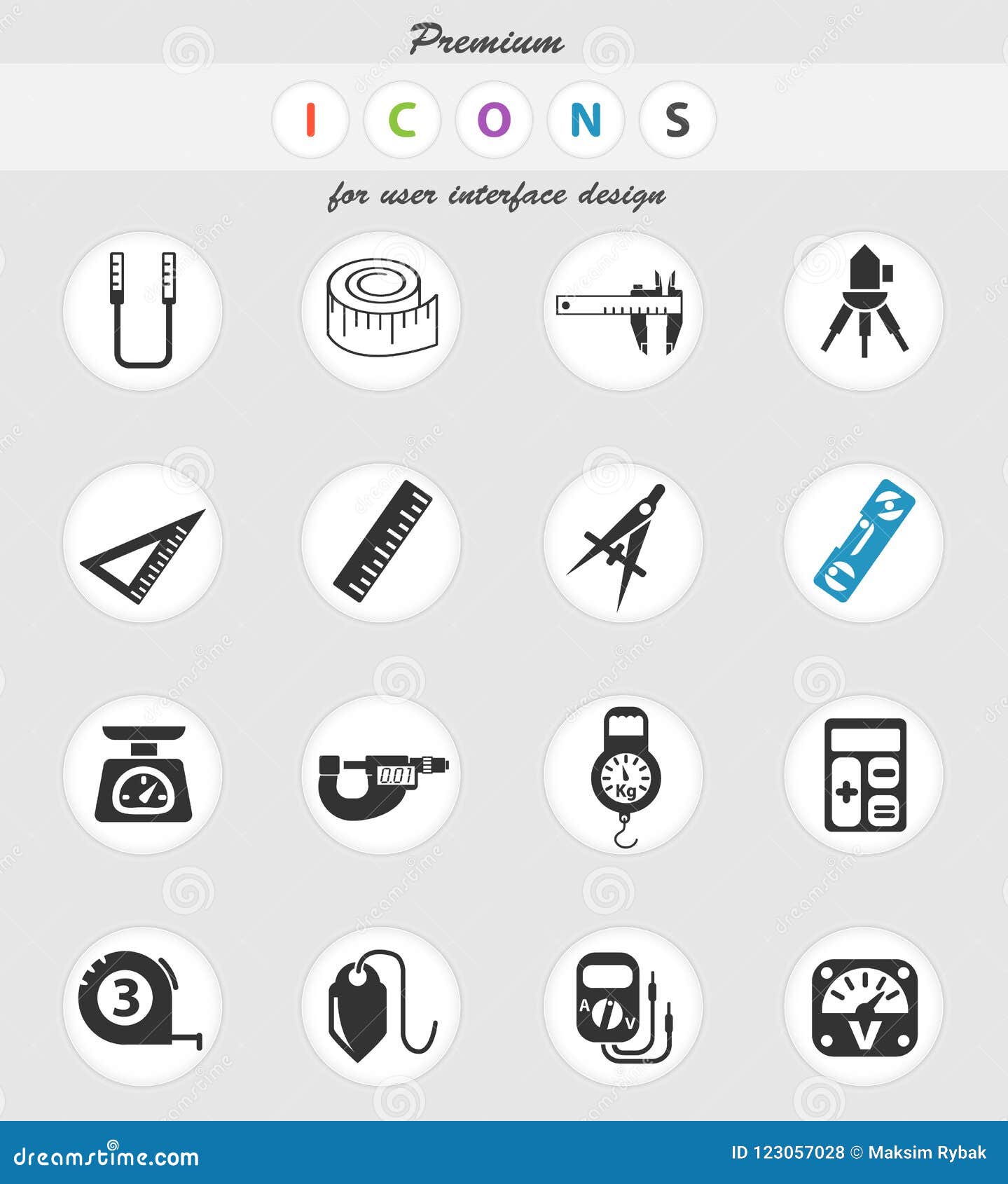 Measuring tools icon set stock vector. Illustration of ruler - 123057028