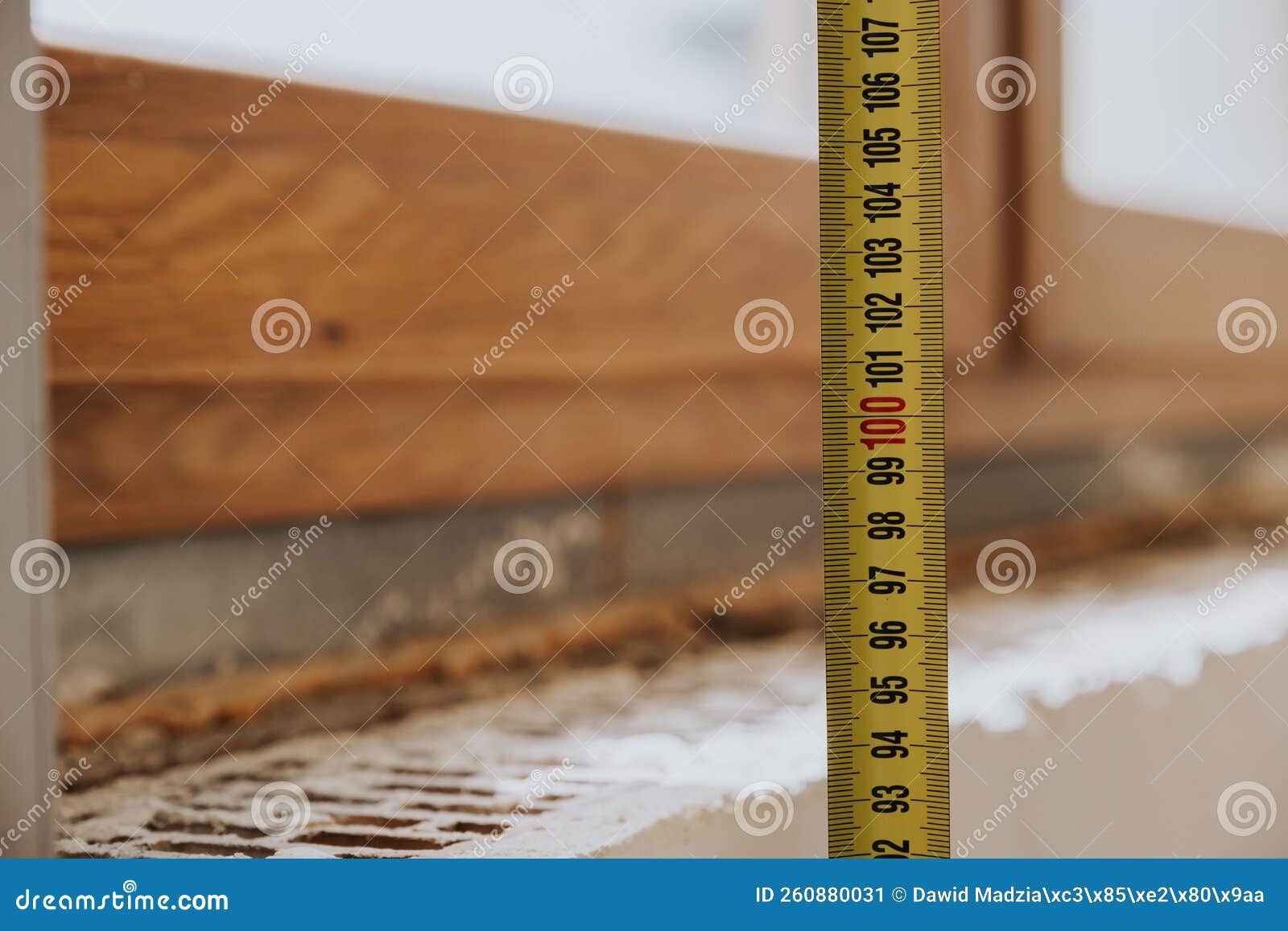 Measuring Window for a Future Window Sill Stock Image - Image of house ...