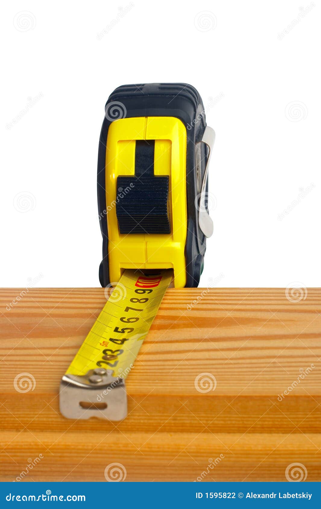 Measuring a wooden board stock photo. Image of plastic - 1595822