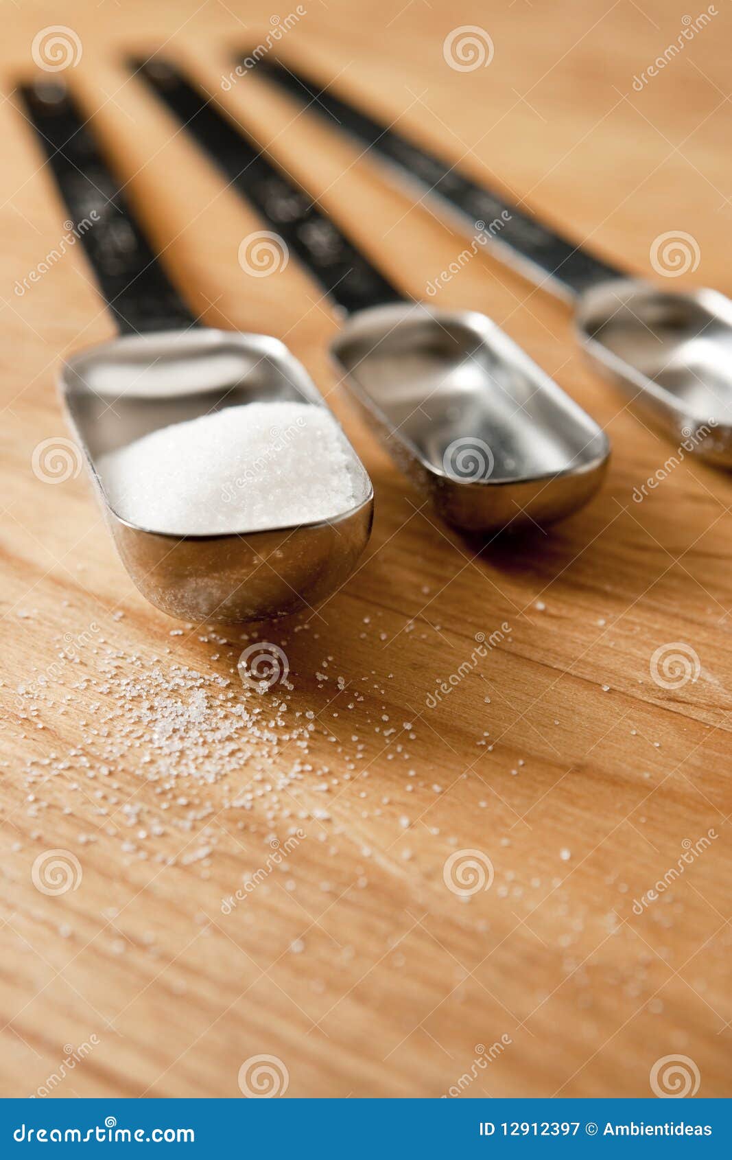 Measurings Spoons on Wood Counter with Sugar Stock Image - Image of ...