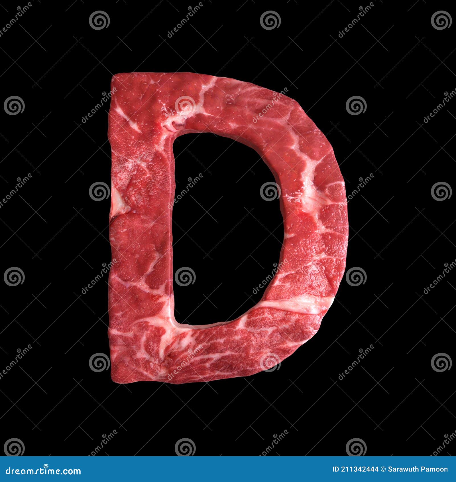 Meat Alphabet on Black Background, Letter D Stock Illustration ...