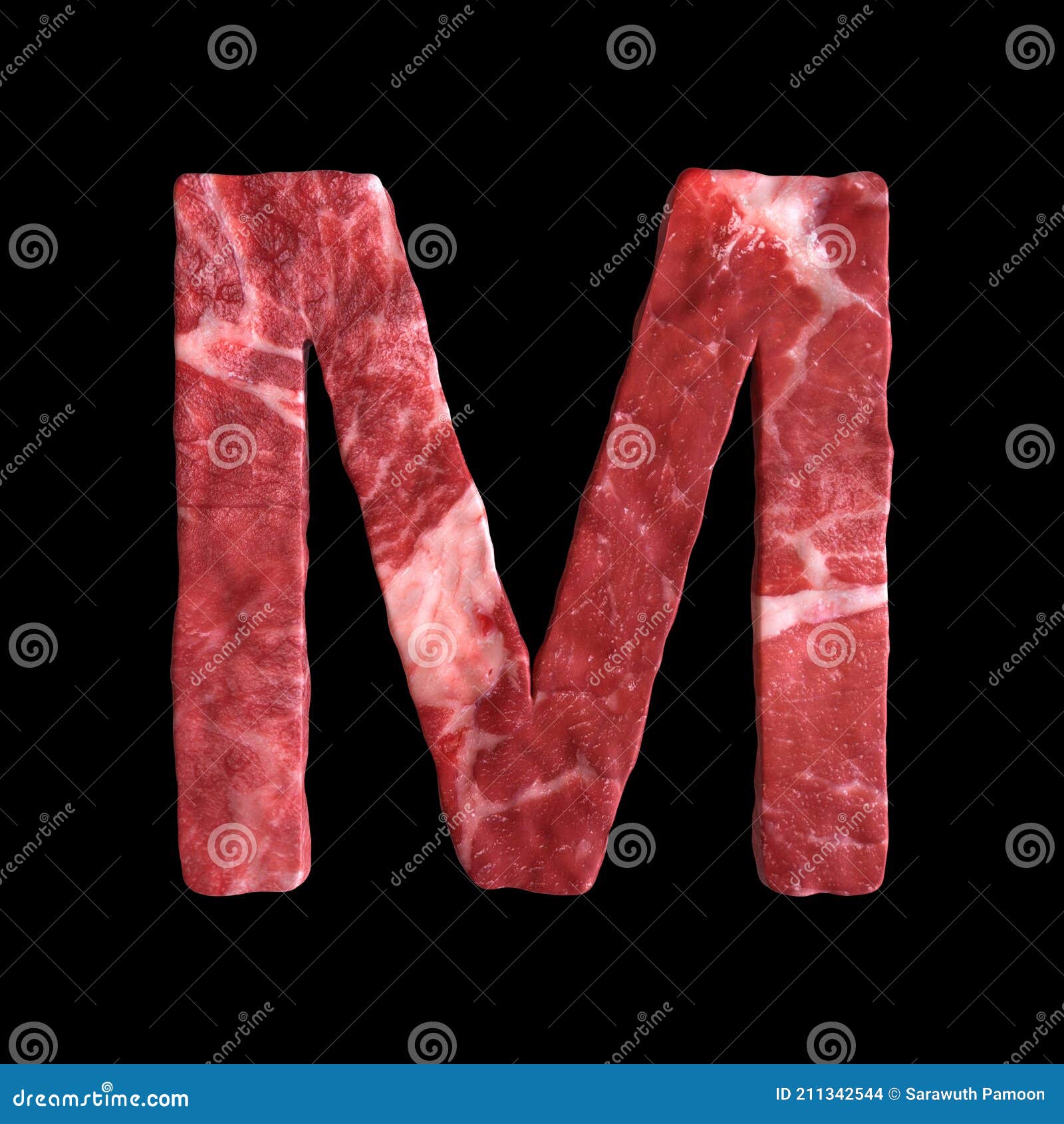 Meat Alphabet on Black Background, Letter M Stock Illustration ...