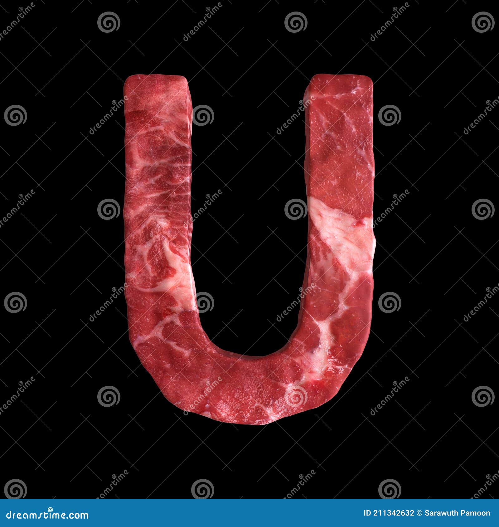 Meat Alphabet on Black Background, Letter U Stock Illustration ...