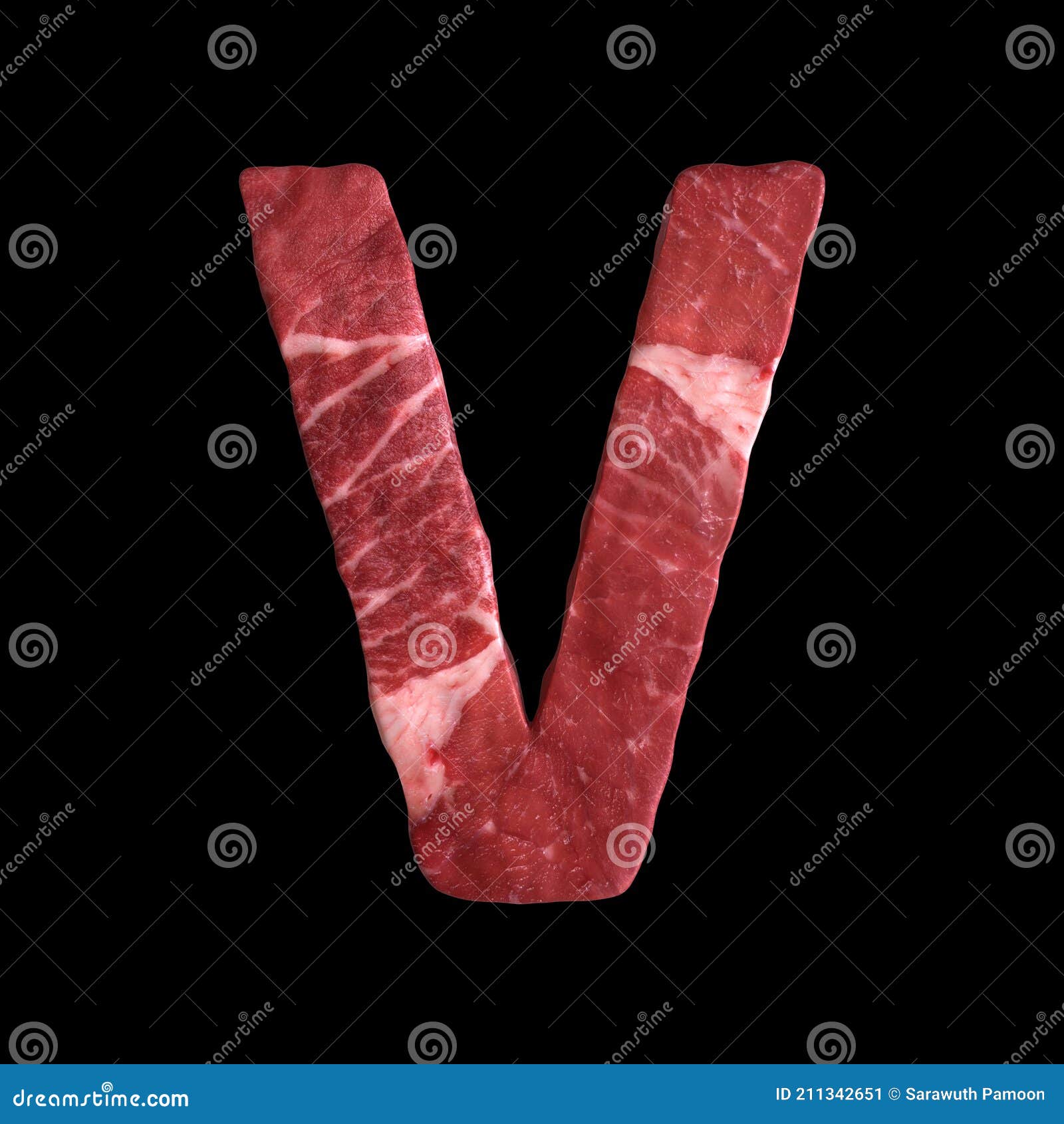 Meat Alphabet On Black Background, Letter A Royalty-Free Cartoon ...