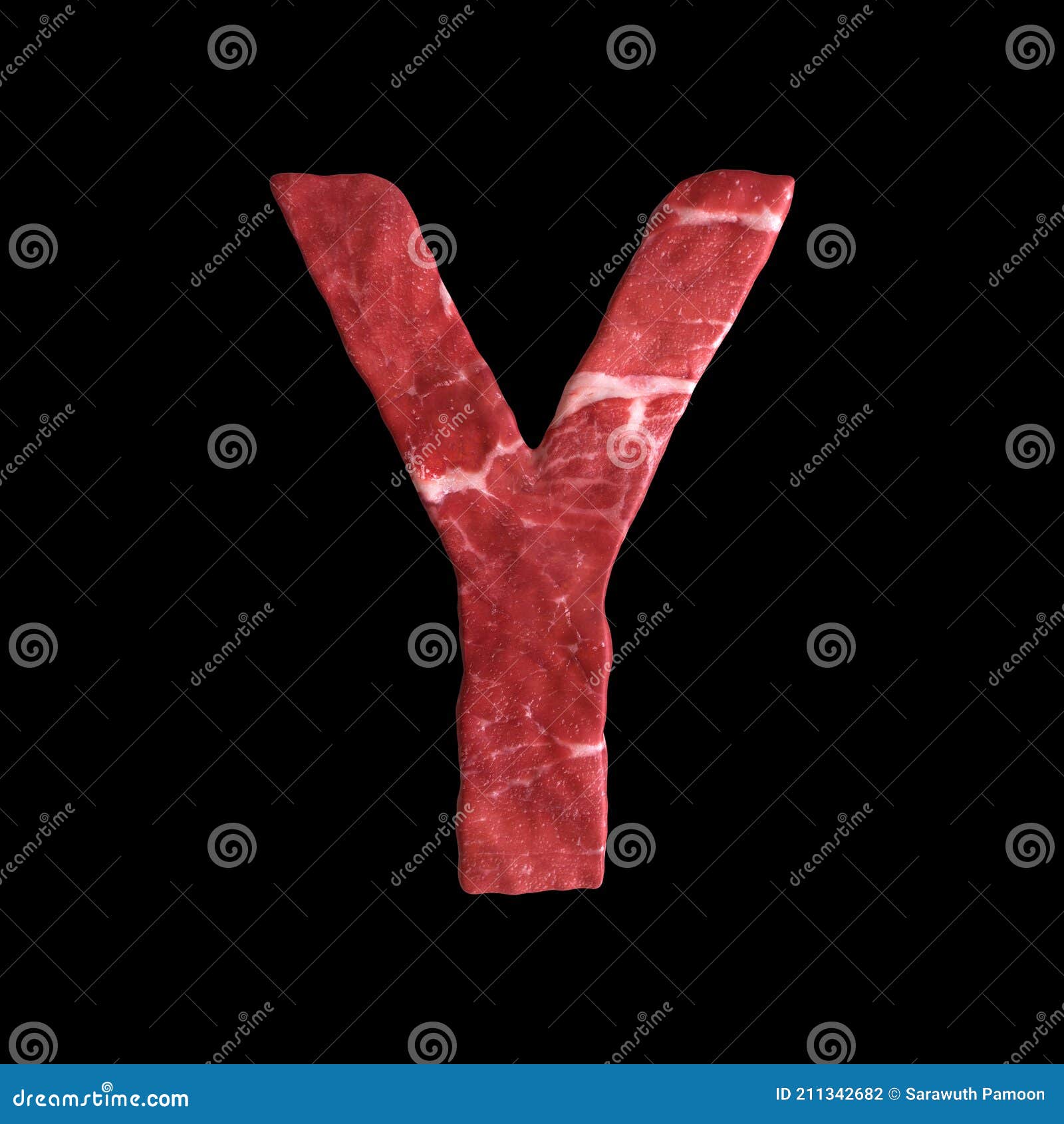 Meat Alphabet On Black Background, Letter A Royalty-Free Cartoon ...