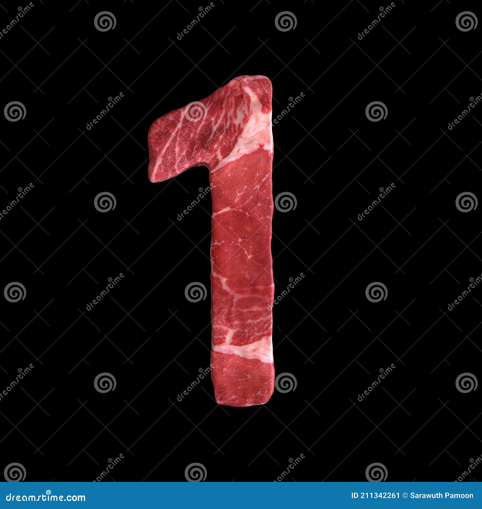 Number 6 Meat. Pork And Bone Font Eight. Ham Alphabet Sign. Cartoon ...