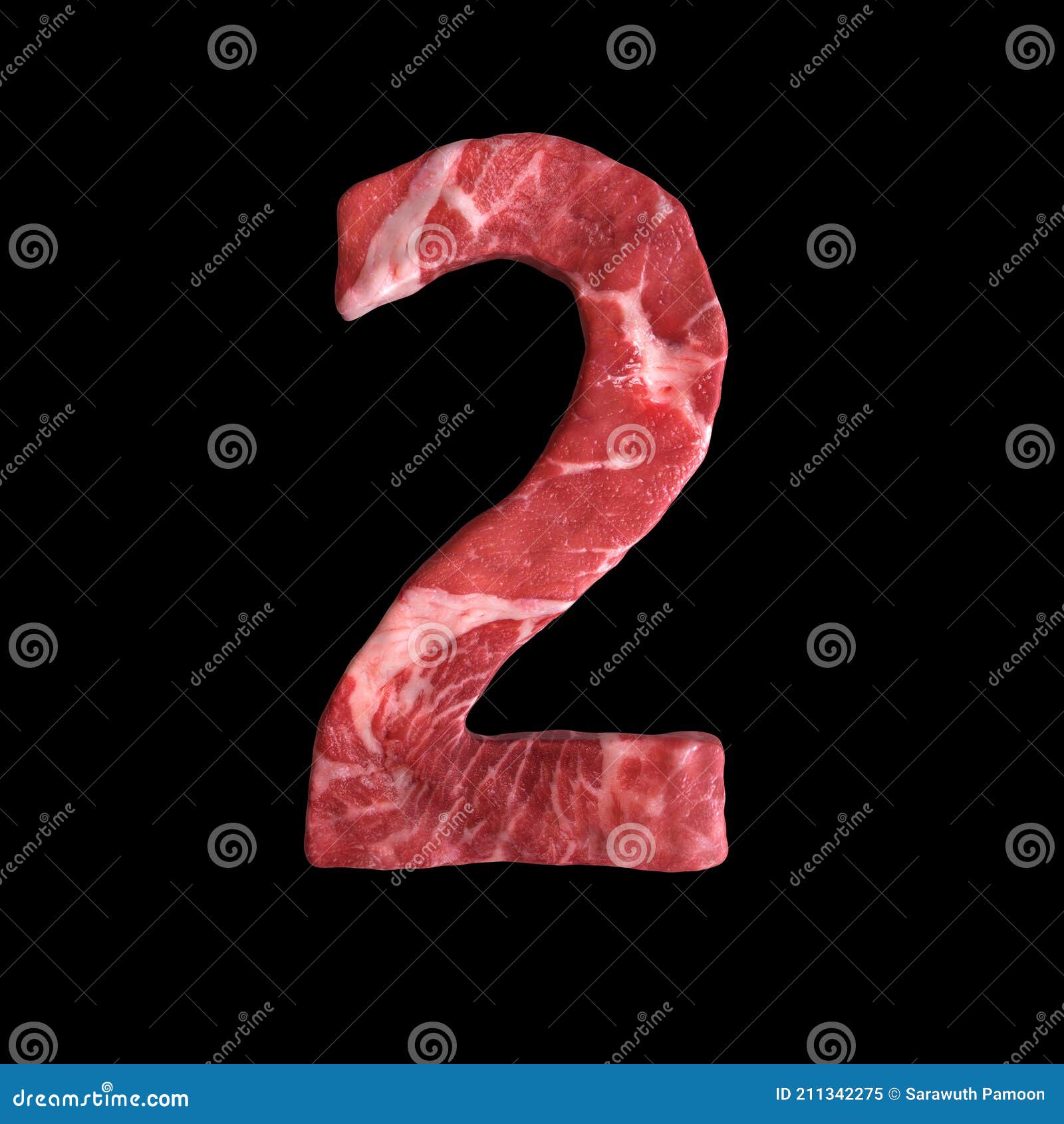 Number 6 Meat. Pork And Bone Font Eight. Ham Alphabet Sign. Cartoon ...