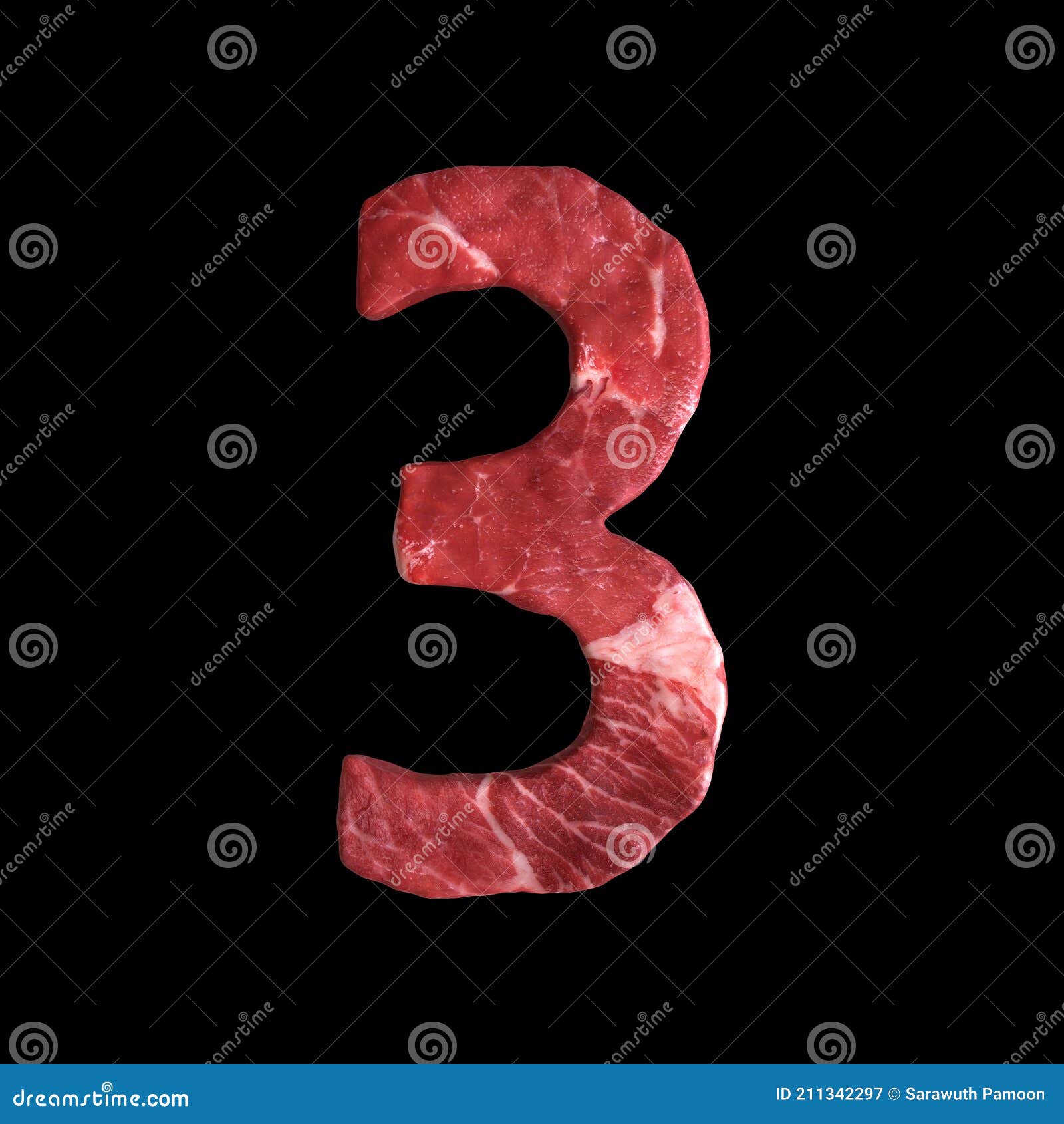 Number 6 Meat. Pork And Bone Font Eight. Ham Alphabet Sign. Cartoon ...