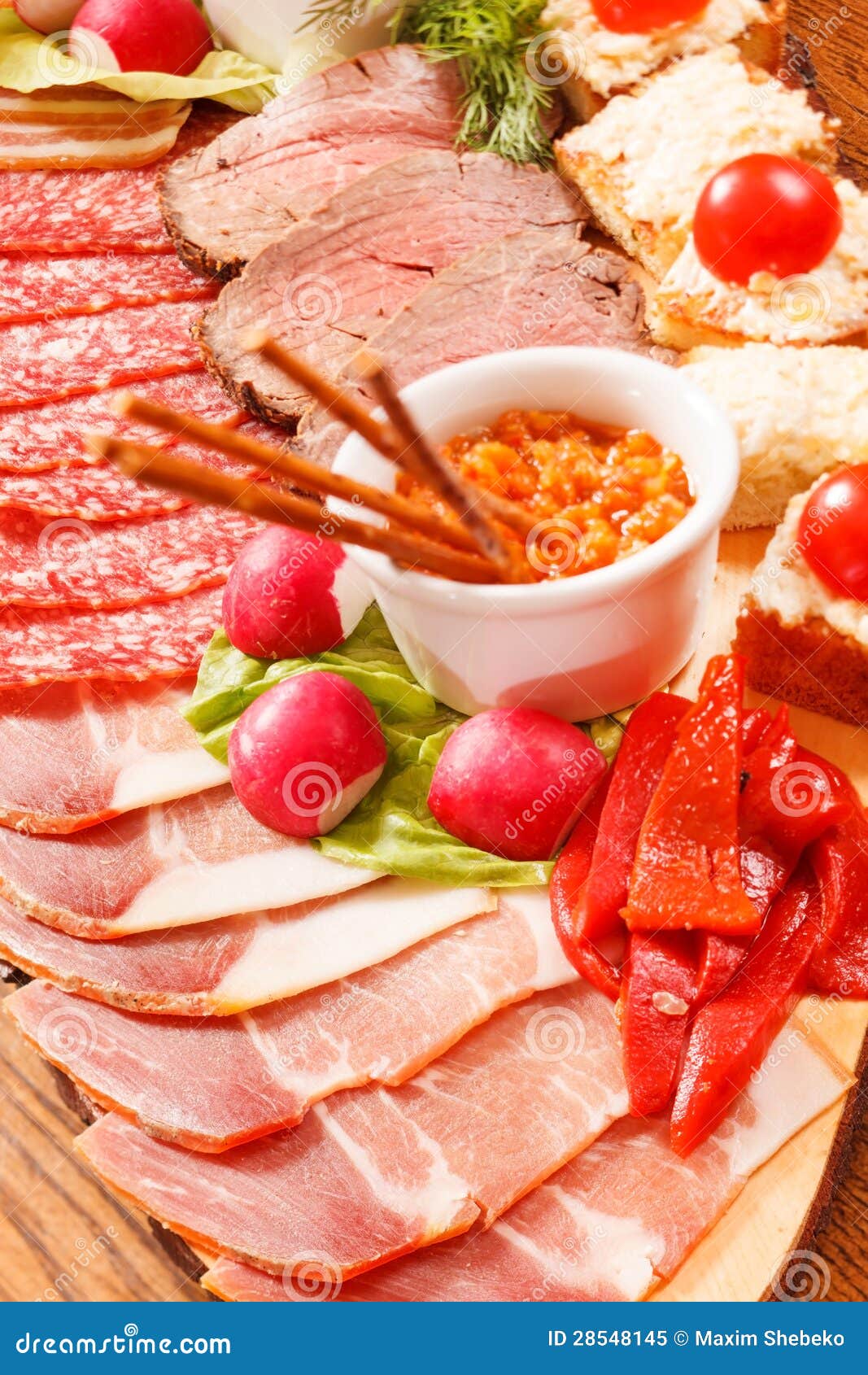 Meat appetizer stock image. Image of serving, salami - 28548145