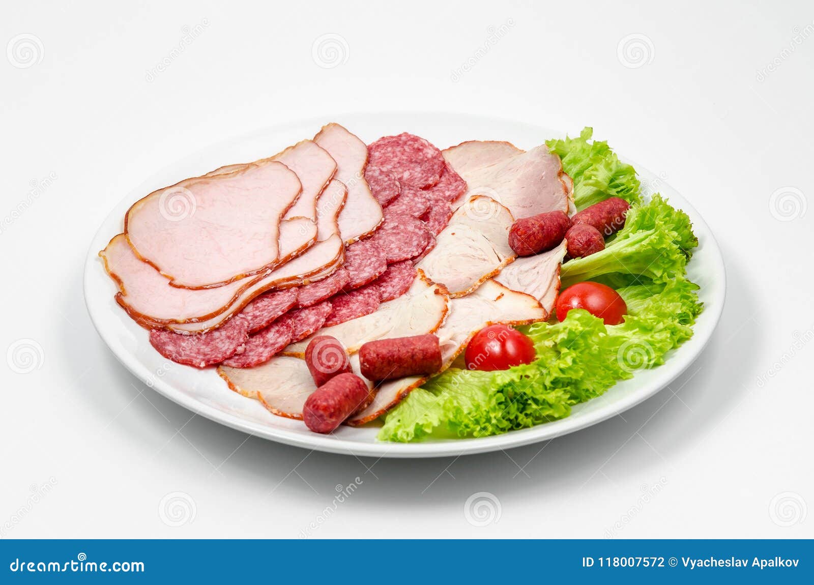 Meat Appetizer. Plates of Various Meat Stock Photo - Image of lettuce ...