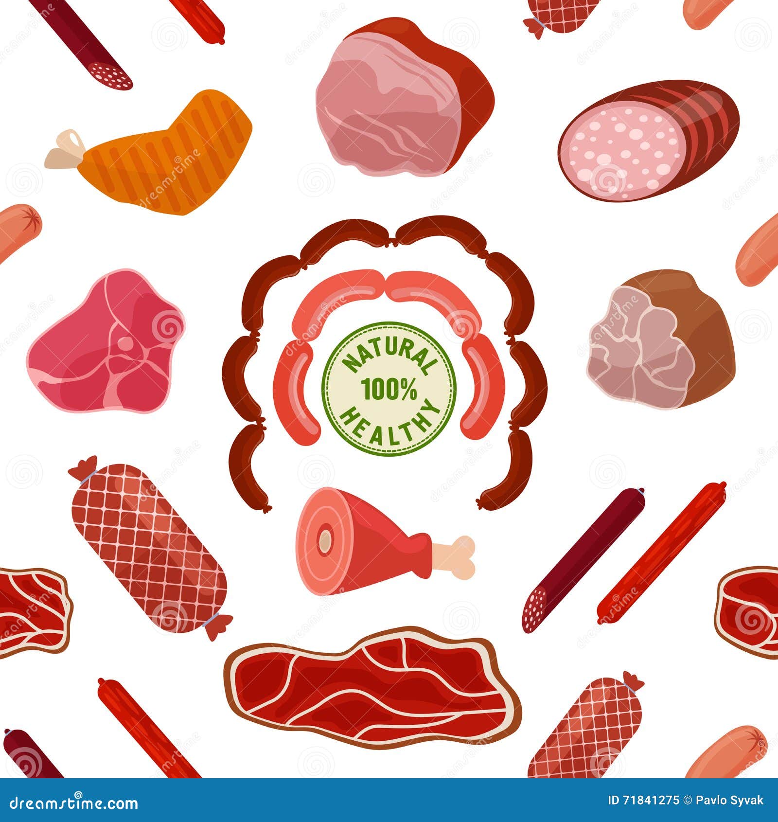 Meat Background. Seamless Pattern with Meat Stock Vector - Illustration ...