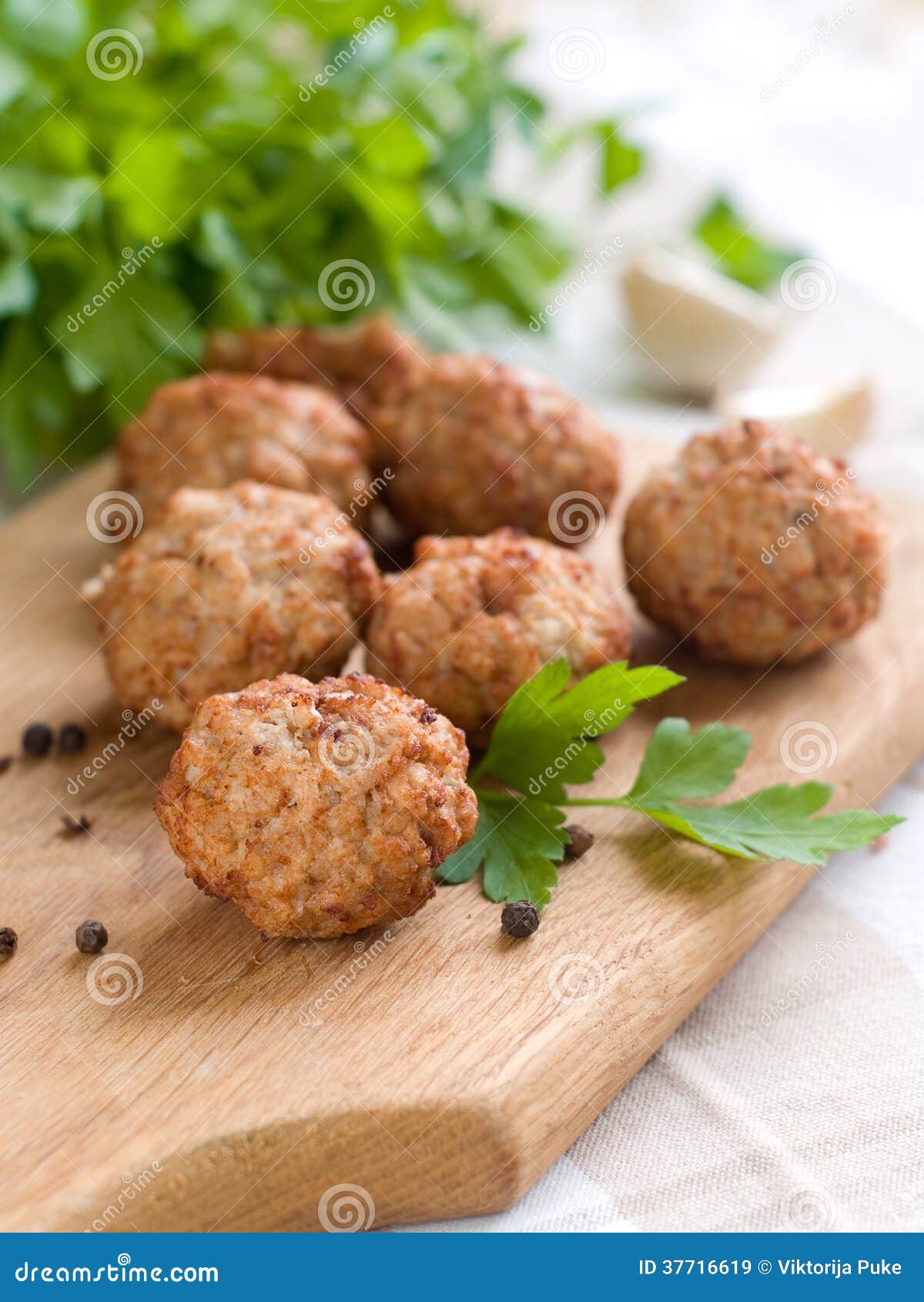 Meat ball stock image. Image of portion, ball, leaf, beef - 37716619
