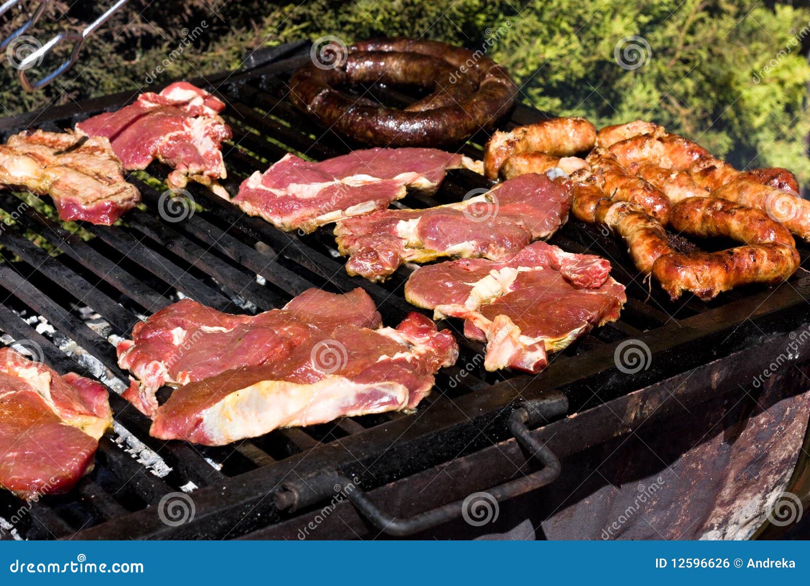 Meat barbecue stock photo. Image of brats, casual, sizzle - 12596626