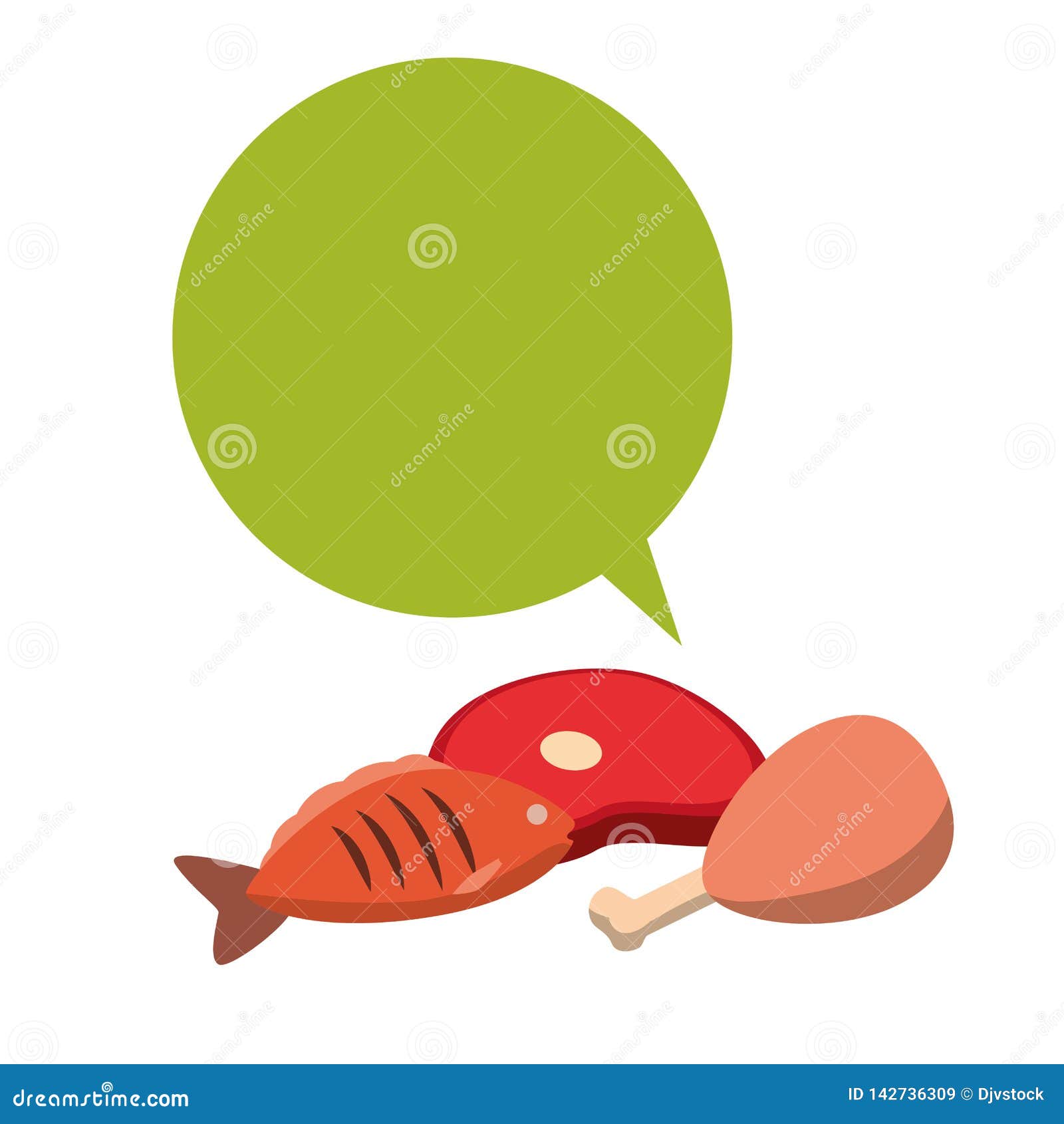 Meat Beef with Chicken and Fish Stock Vector - Illustration of grilled ...