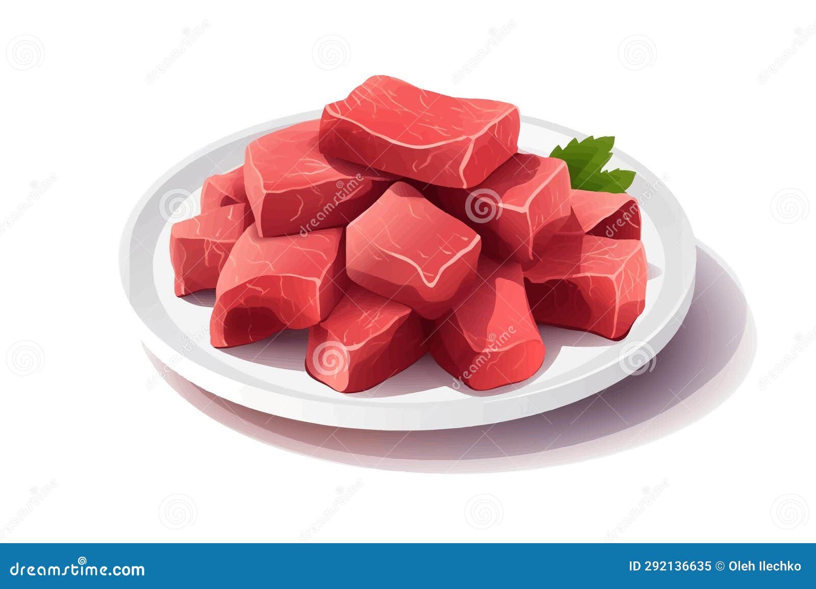 Meat Beef Cubes on Plate Vector Flat Isolated Vector Style Illustration ...