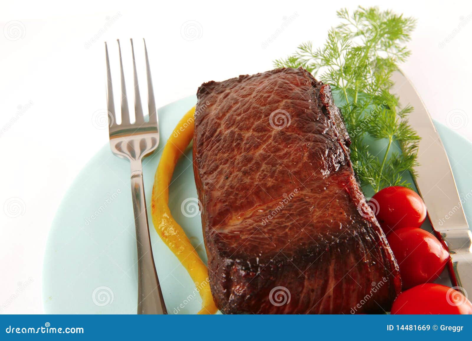 Meat block on blue dish stock image. Image of background - 14481669