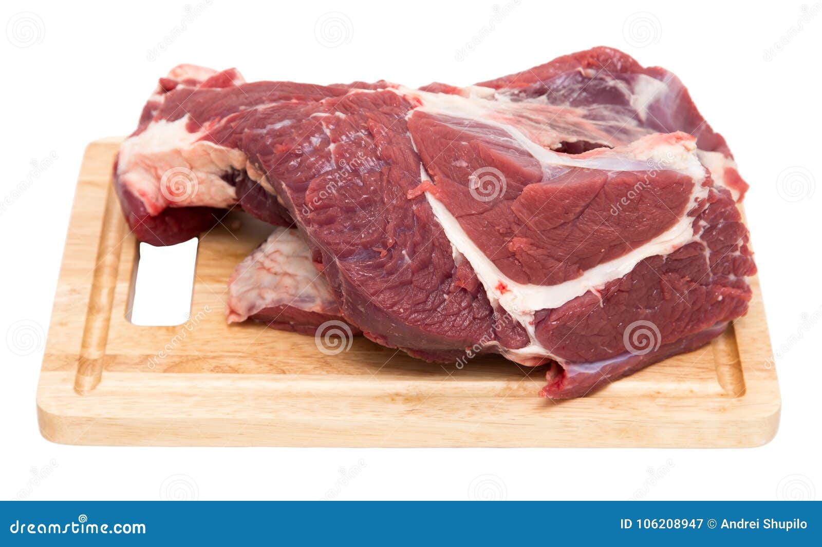 Meat on a Board on a White Background Stock Image - Image of white ...