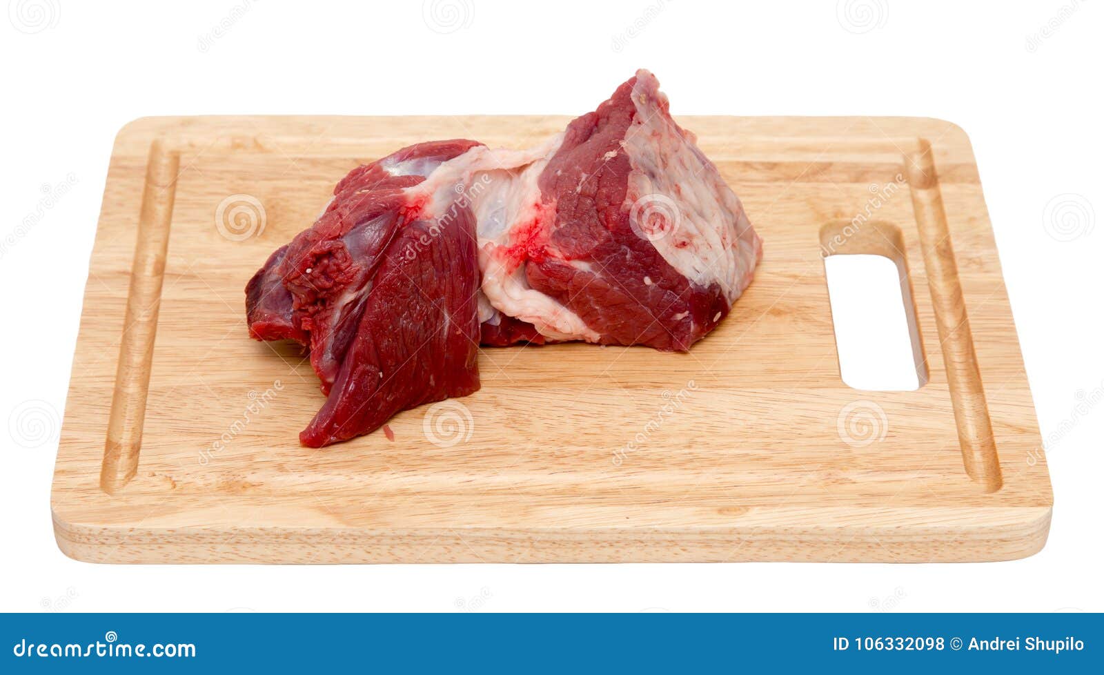 Meat on a Board on a White Background Stock Photo - Image of dinner ...