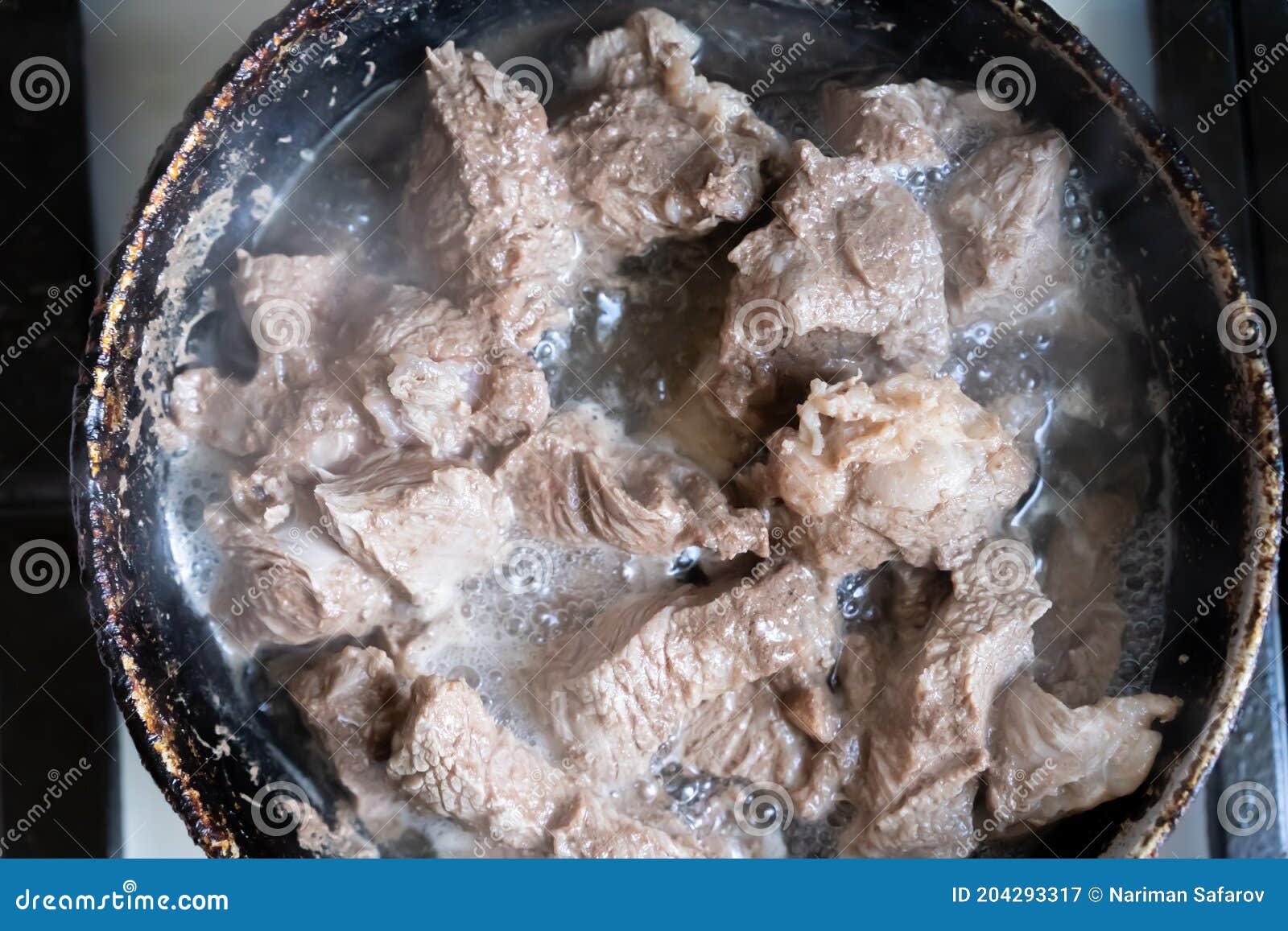 The Meat is Boiled in Water Stock Image - Image of culture, closeup ...