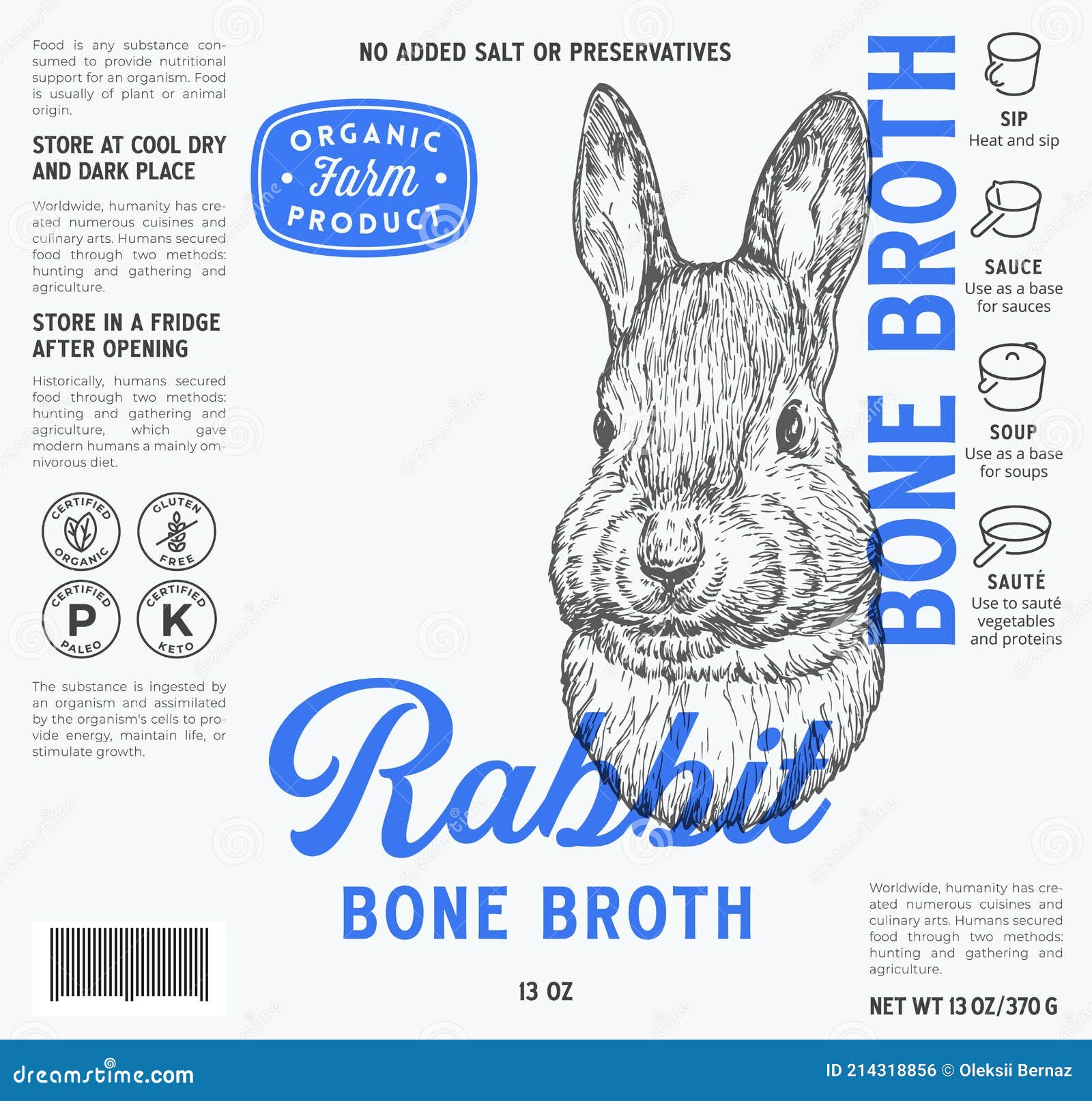 Meat Bone Broth Label Template. Abstract Vector Food Packaging Design ...