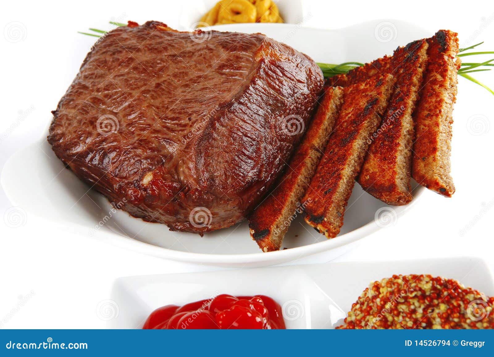 Meat and bread with spices stock photo. Image of close - 14526794