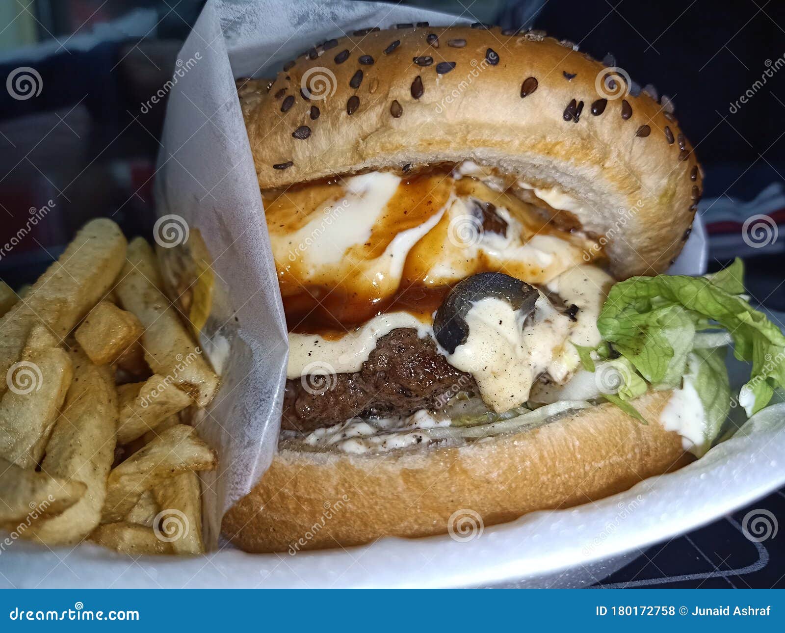 Meat Burger with Extra Cheese Stock Photo - Image of steaks, street ...