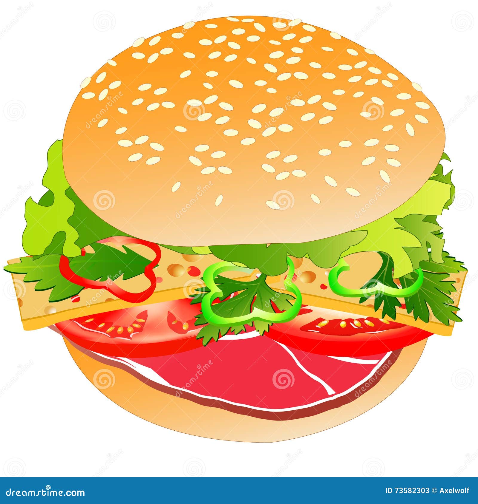 Meat burger, , vector stock vector. Illustration of burger - 73582303
