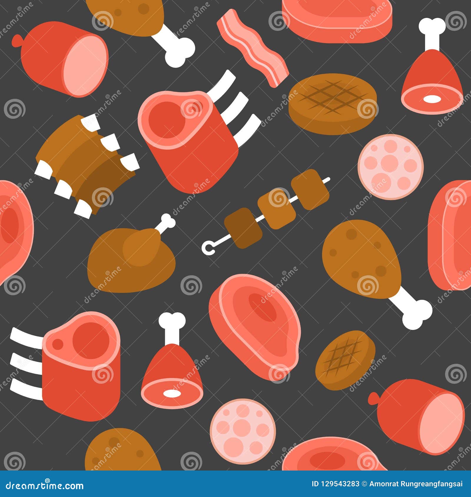 Meat Butchery Theme Seamless Pattern for Wrapping Paper Gift, Ba Stock ...