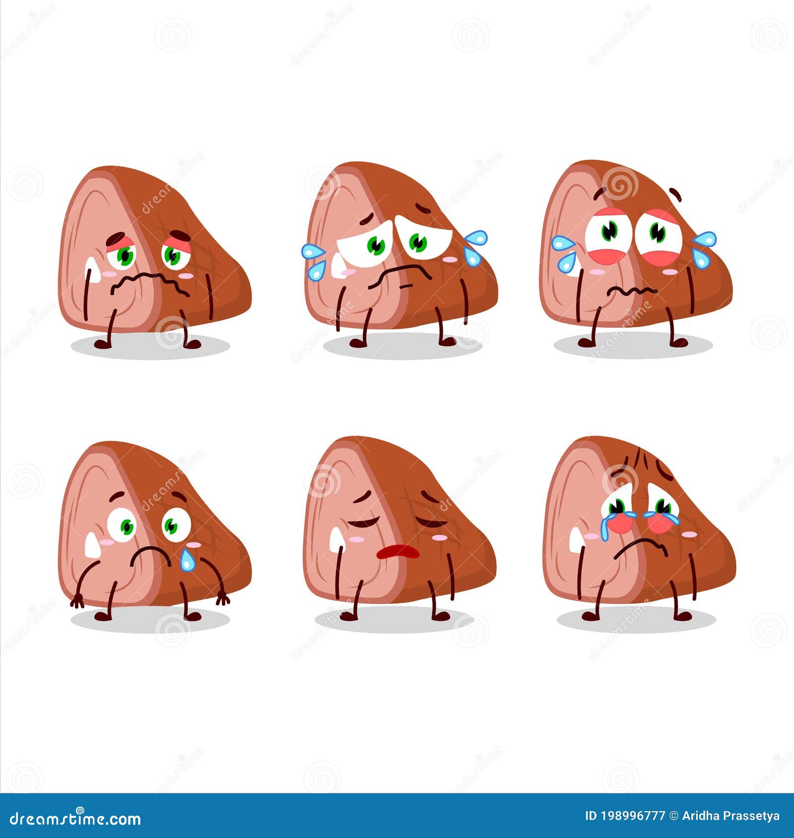 Meat Cartoon in Character with Sad Expression Stock Vector ...