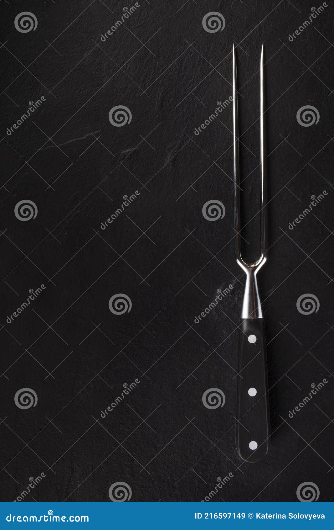 Meat Carving Fork On Black, A Panorama With A Place For Text, Abstract ...