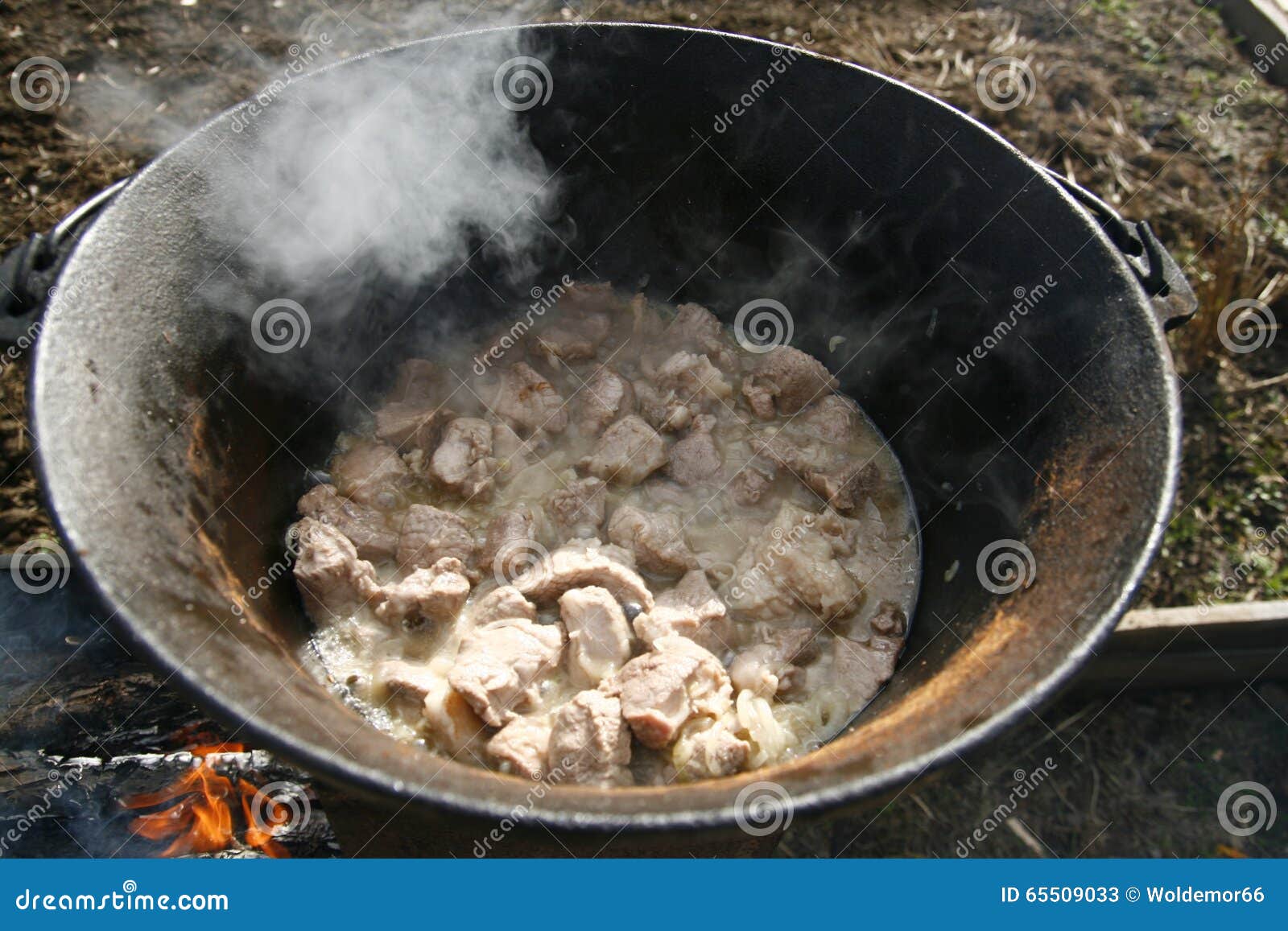 Meat in a cauldron. 4 stock image. Image of taste, vapor - 65509033