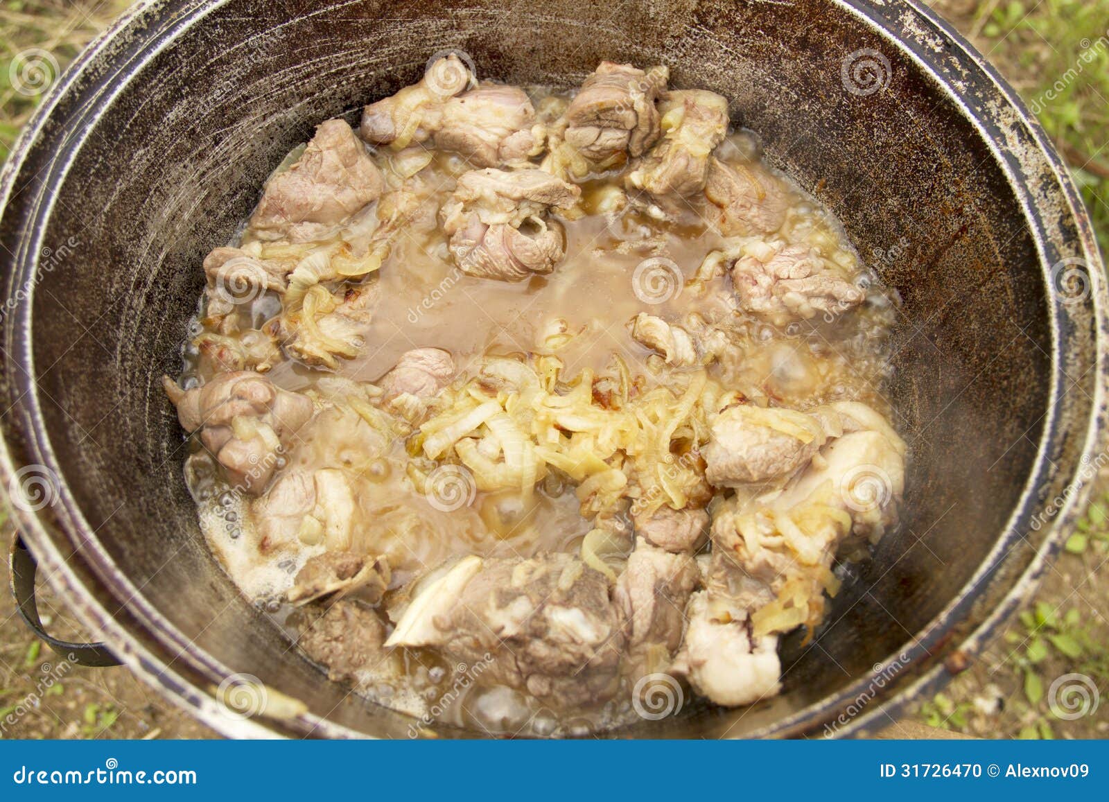 Meat in the cauldron stock photo. Image of summer, holidays - 31726470