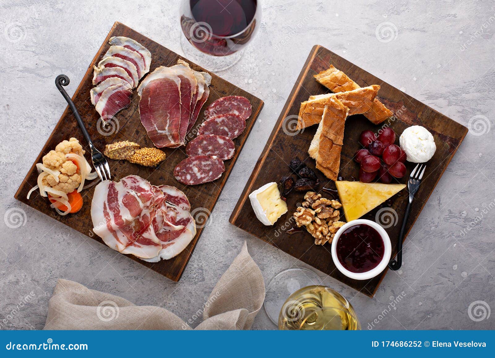 Meat Charcuterie and Cheese Snack Boards Stock Photo - Image of meat ...