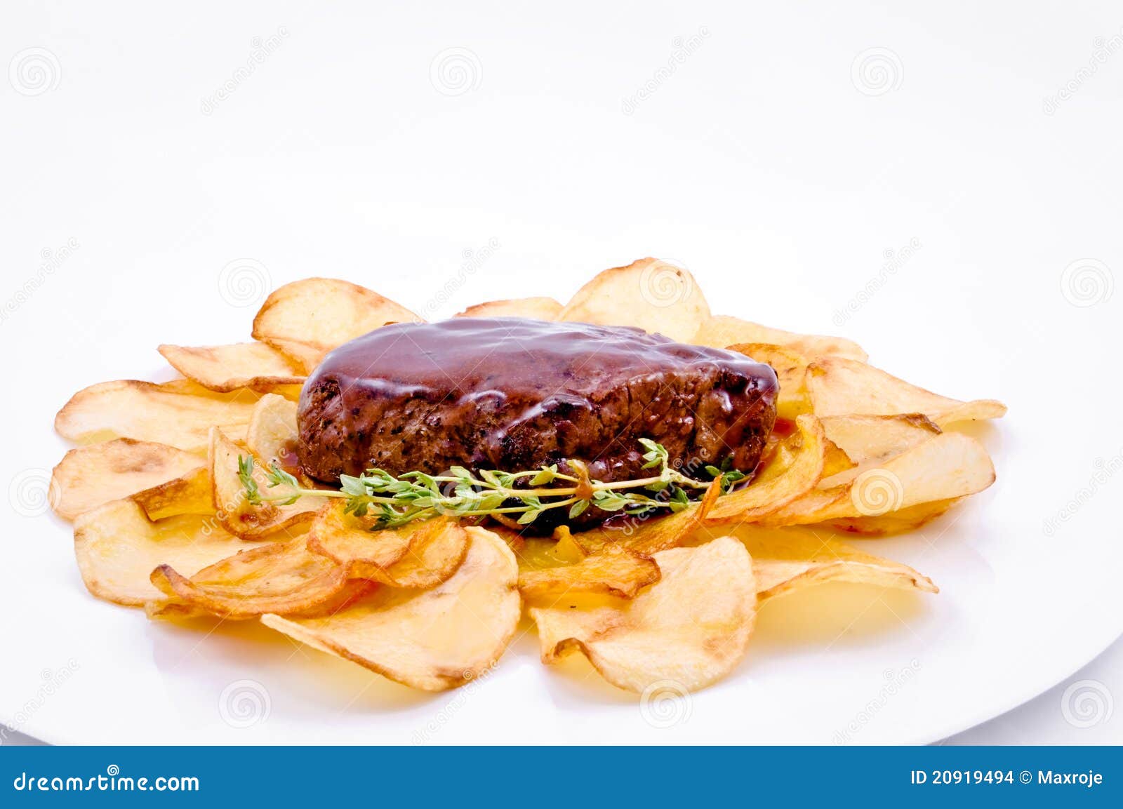 Meat and chips stock photo. Image of white, potato, herbs - 20919494