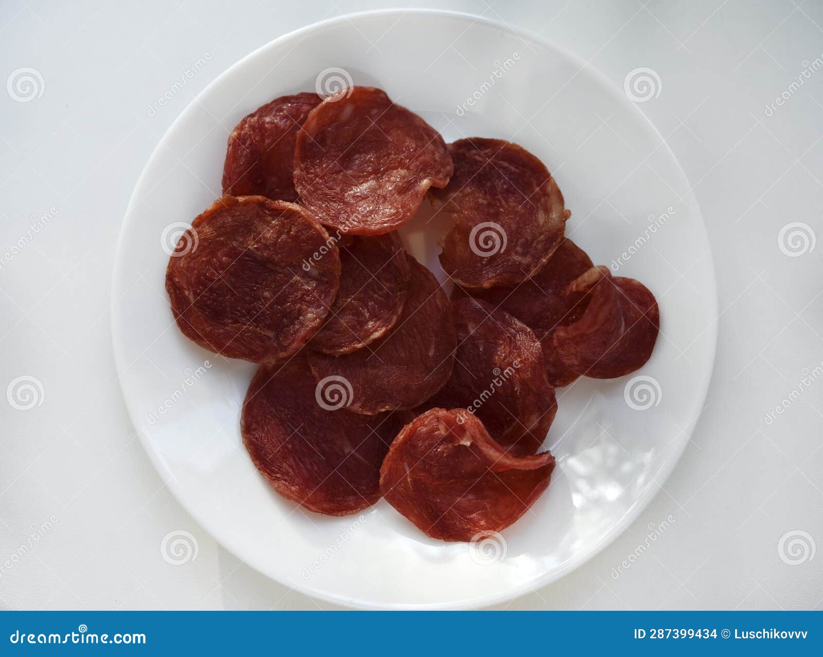 Meat Chips on a Plate. Dried Pieces of Meat Stock Photo - Image of meal ...