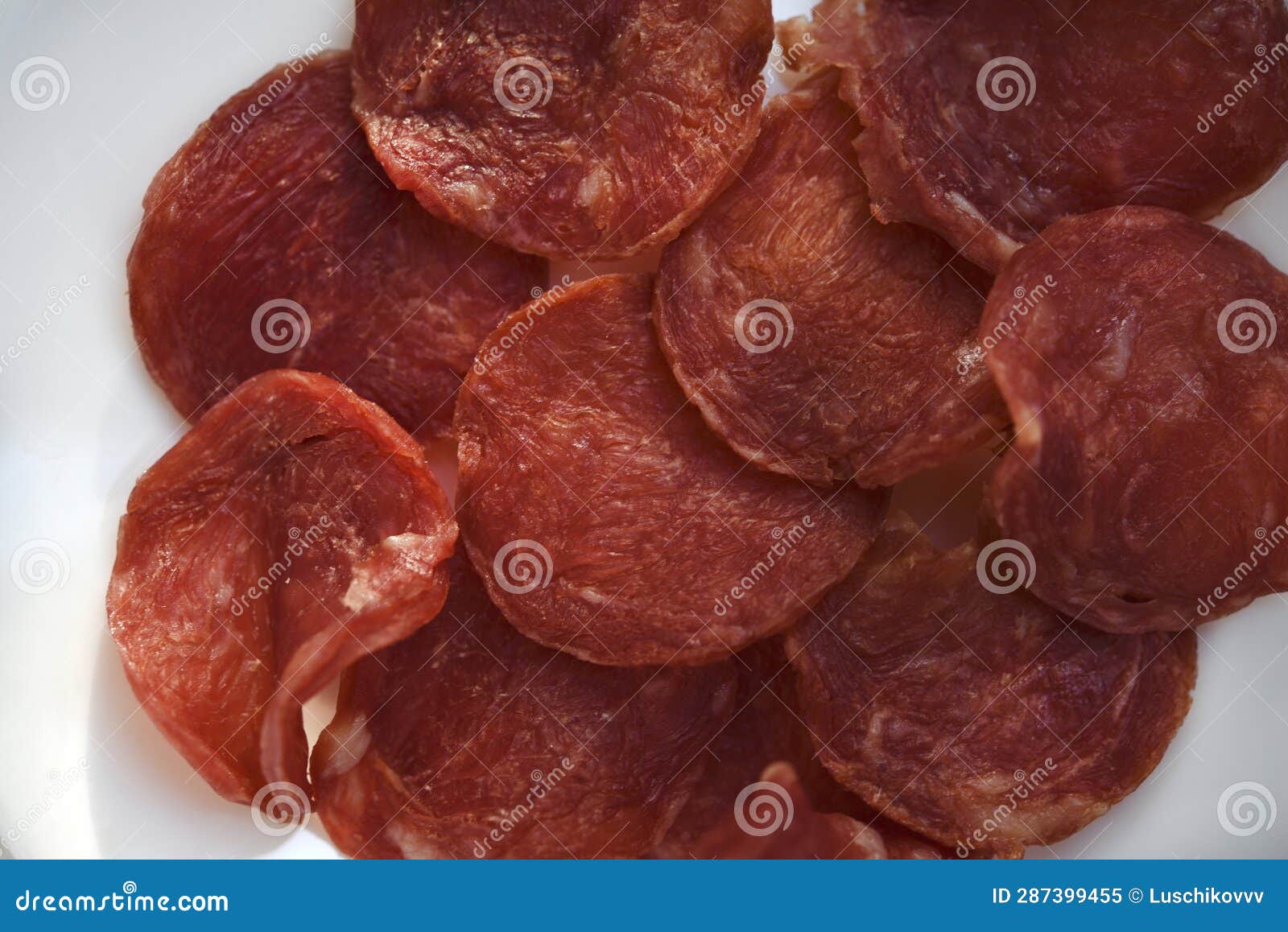 Meat Chips on a Plate. Dried Pieces of Meat Stock Image - Image of ...