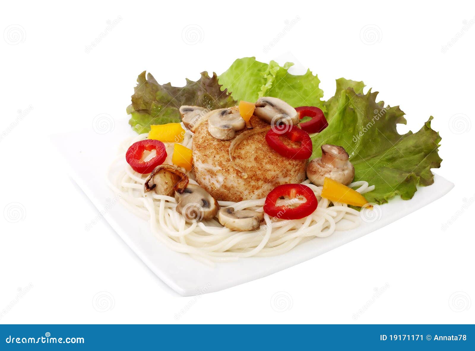 Meat chop stock image. Image of champignon, food, isolated - 19171171