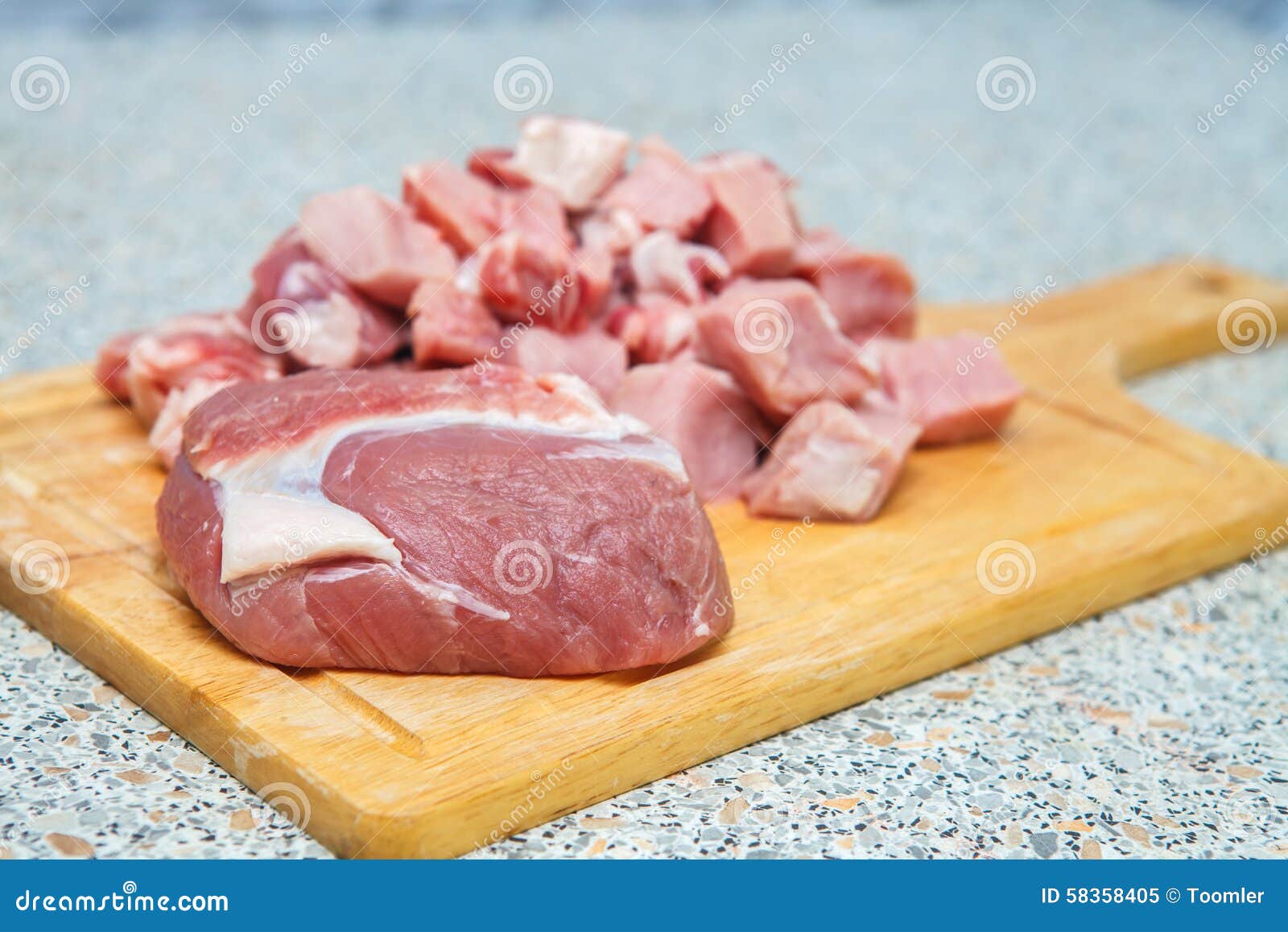 Meat Chopped into Small Pieces Stock Image - Image of board, pork: 58358405