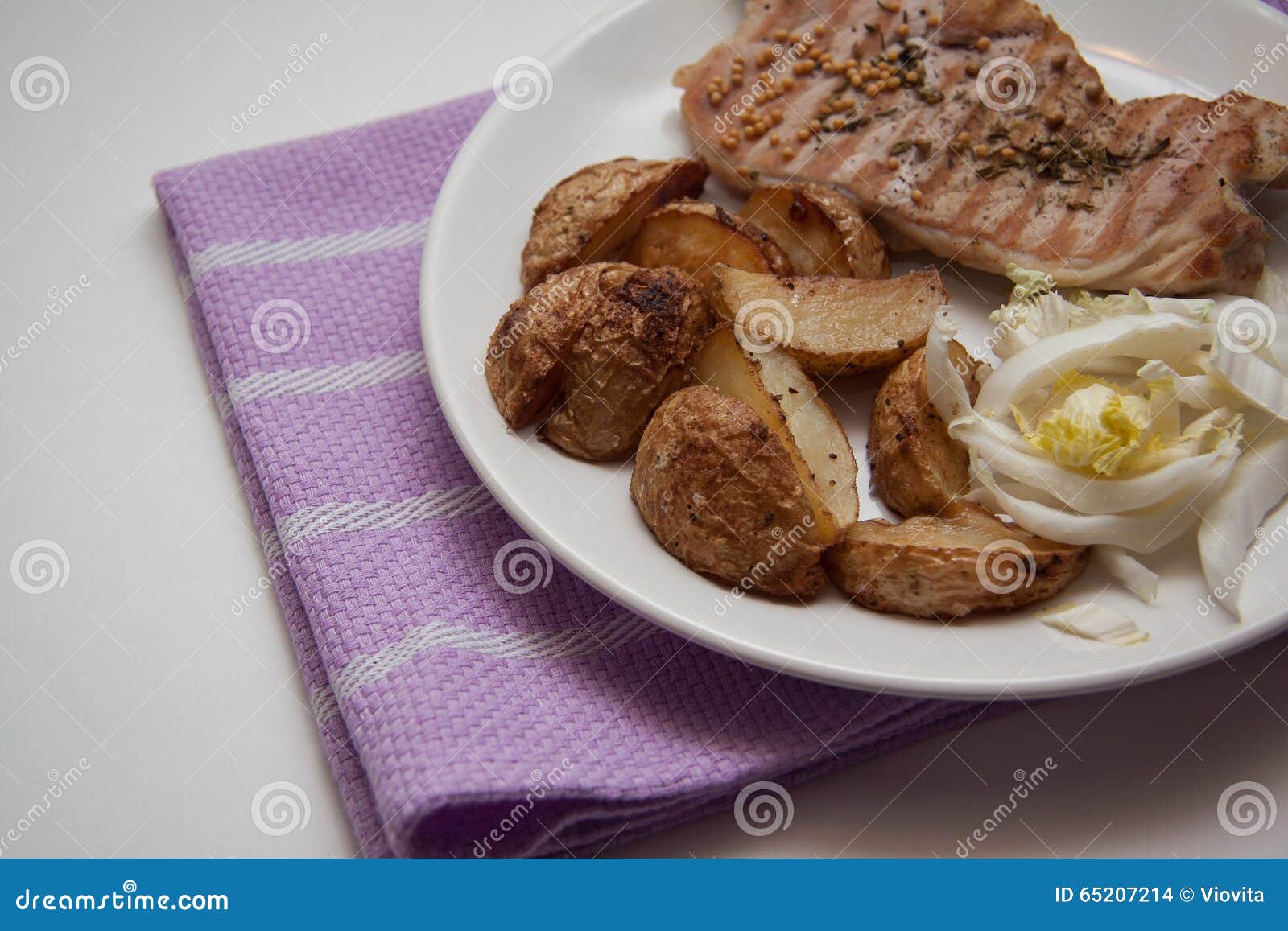 Meat Chops and Fried Potato Stock Photo - Image of crusted, cuisine ...