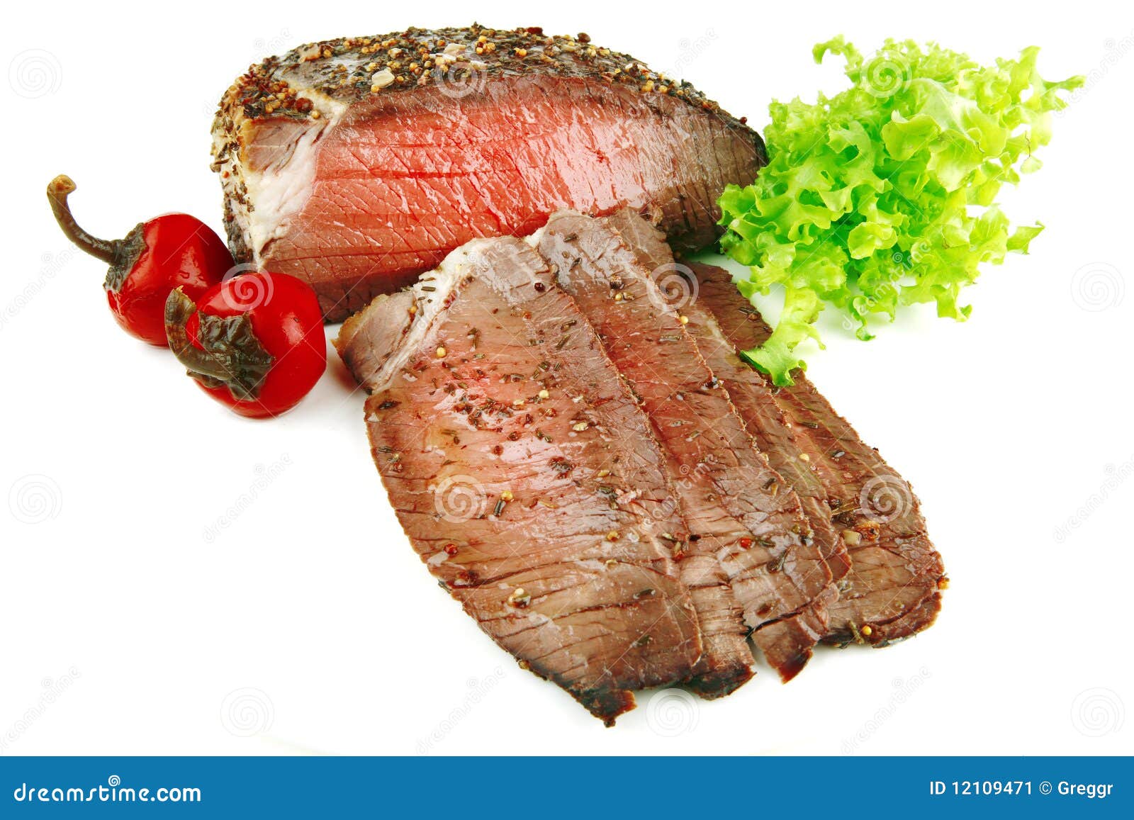 Meat Chunk with Slices and Pepper Stock Image - Image of grilling ...
