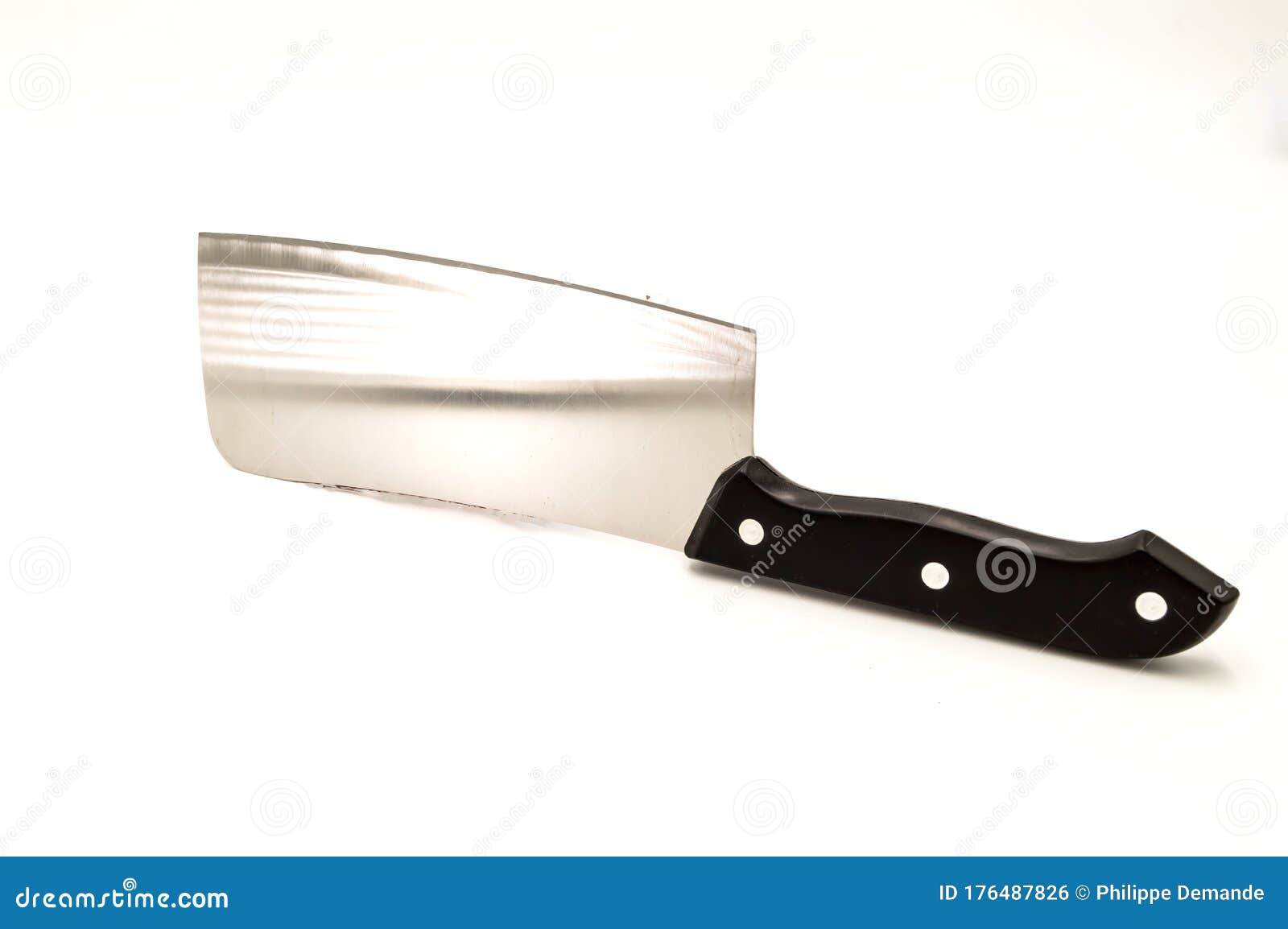 Meat Cleaver with Black Handle Stock Photo - Image of domestic ...