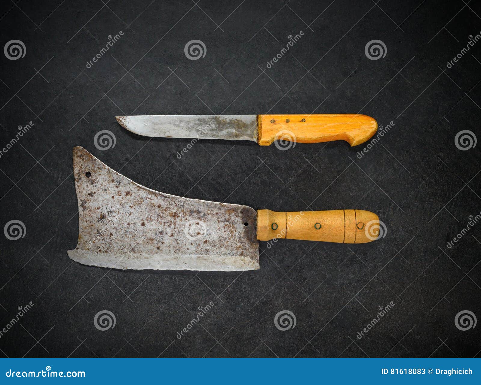 Meat Cleaver and Butcher Knife Stock Image - Image of butcher, meat ...