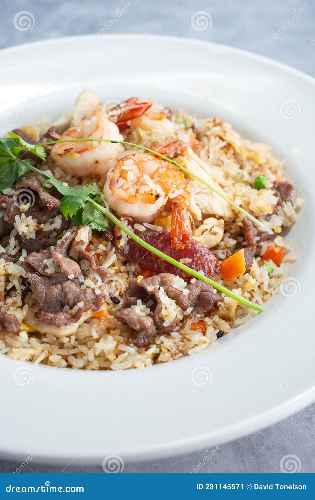 Meat Combo Fried Rice Shrimp Beef Stock Image - Image of restaurant ...