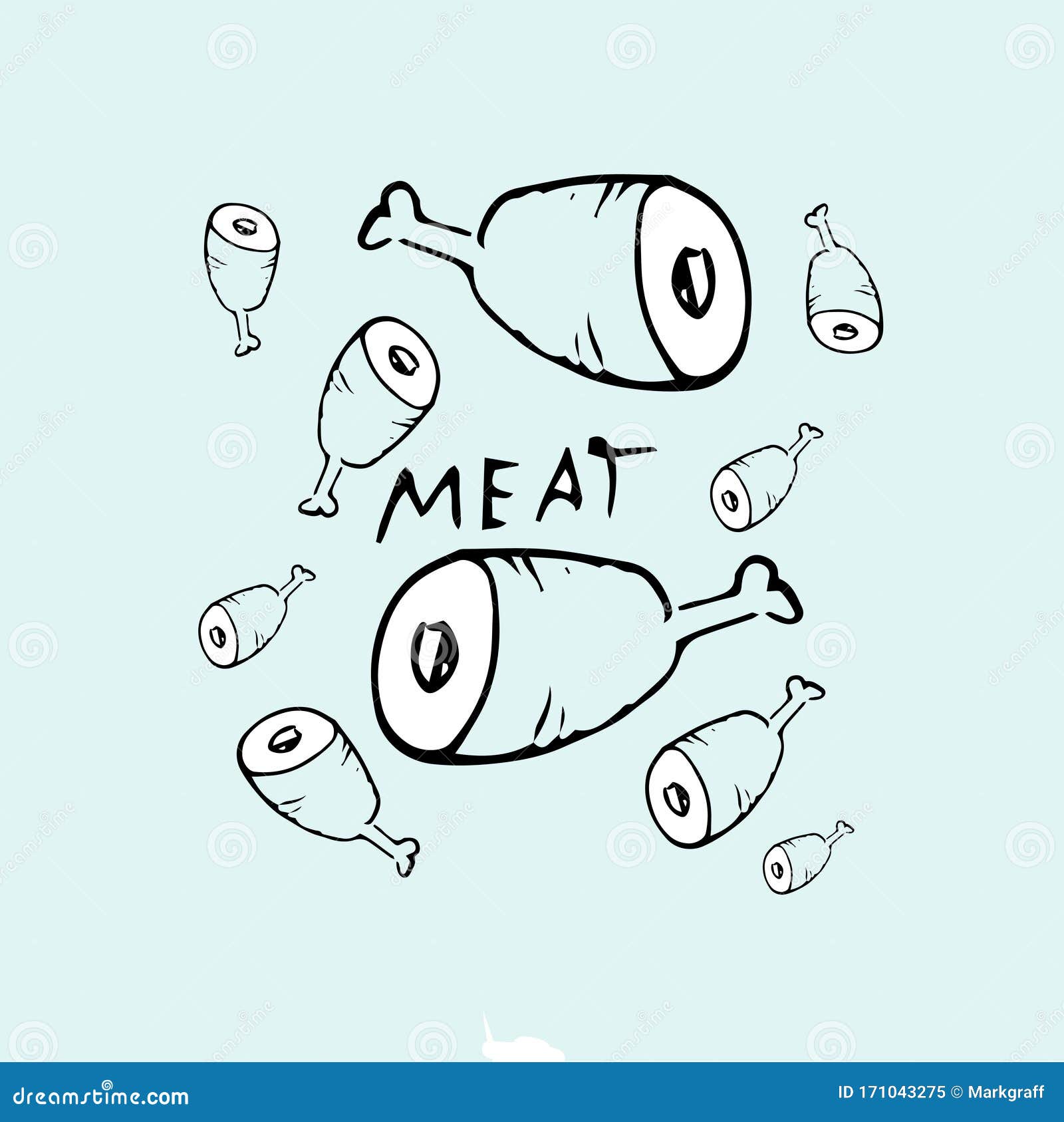 Hand drawn meat concept stock illustration. Illustration of design ...