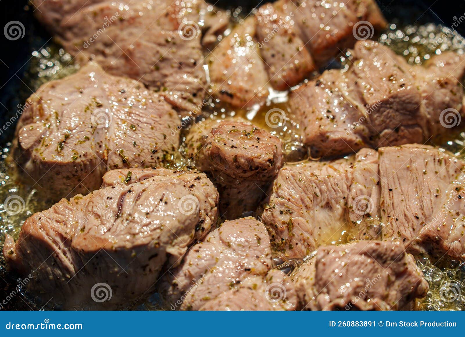 Meat is Cooked in Cauldron on Fire. Stock Image - Image of closeup ...