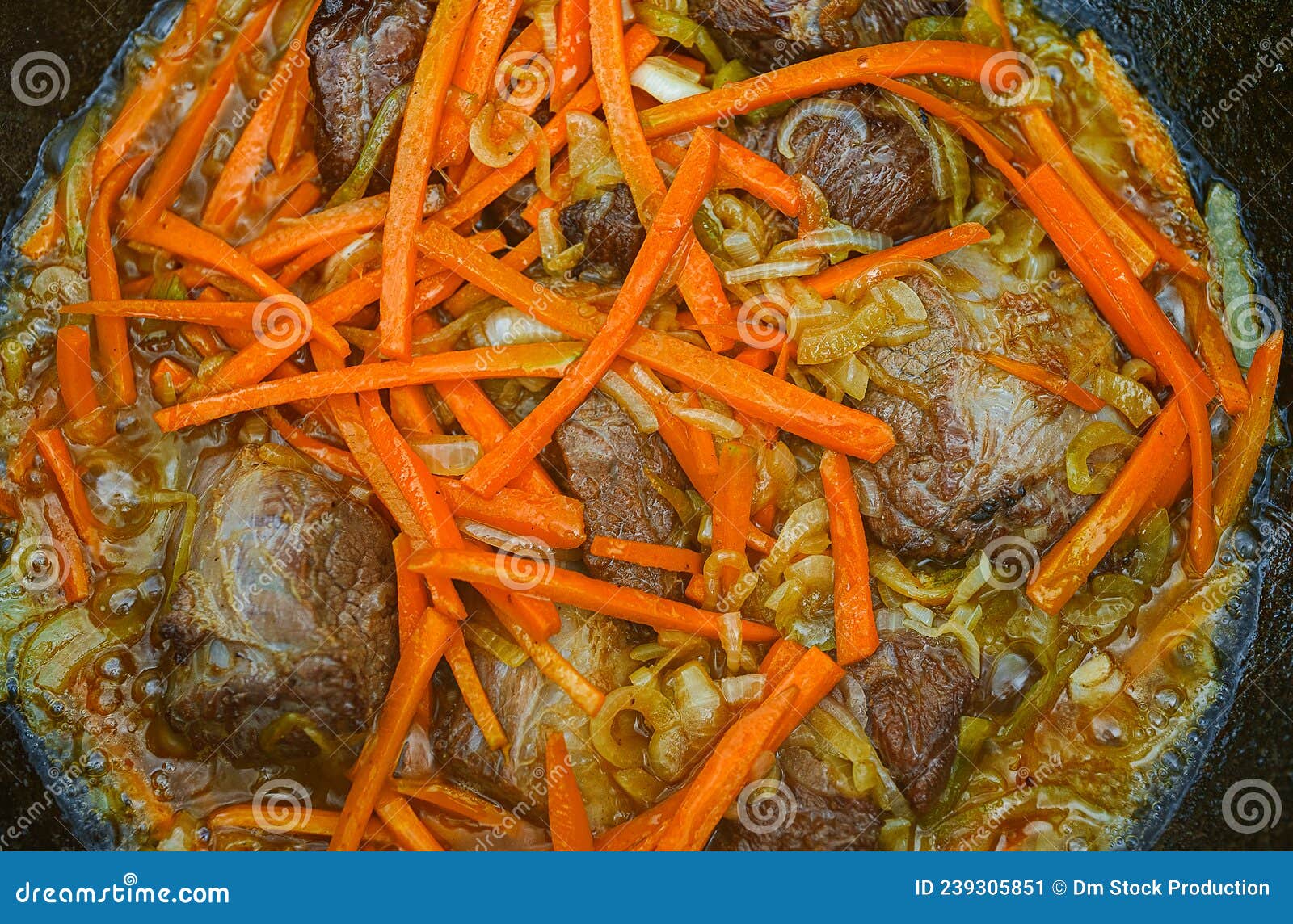 Meat is Cooked in Cauldron on Fire. Stock Image - Image of rural, dish ...