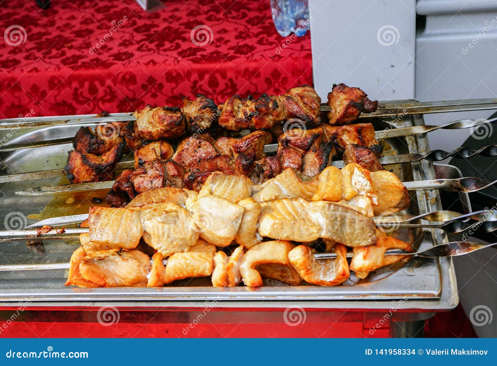 Meat Cooked on the Grill is on a Metal Tray Stock Photo - Image of ...