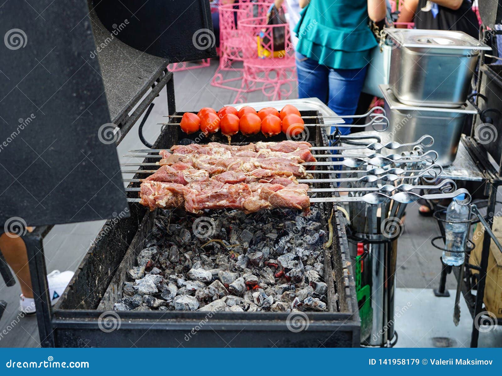 The Meat is Cooked Grilled. Barbecue on the Coals Stock Image - Image ...