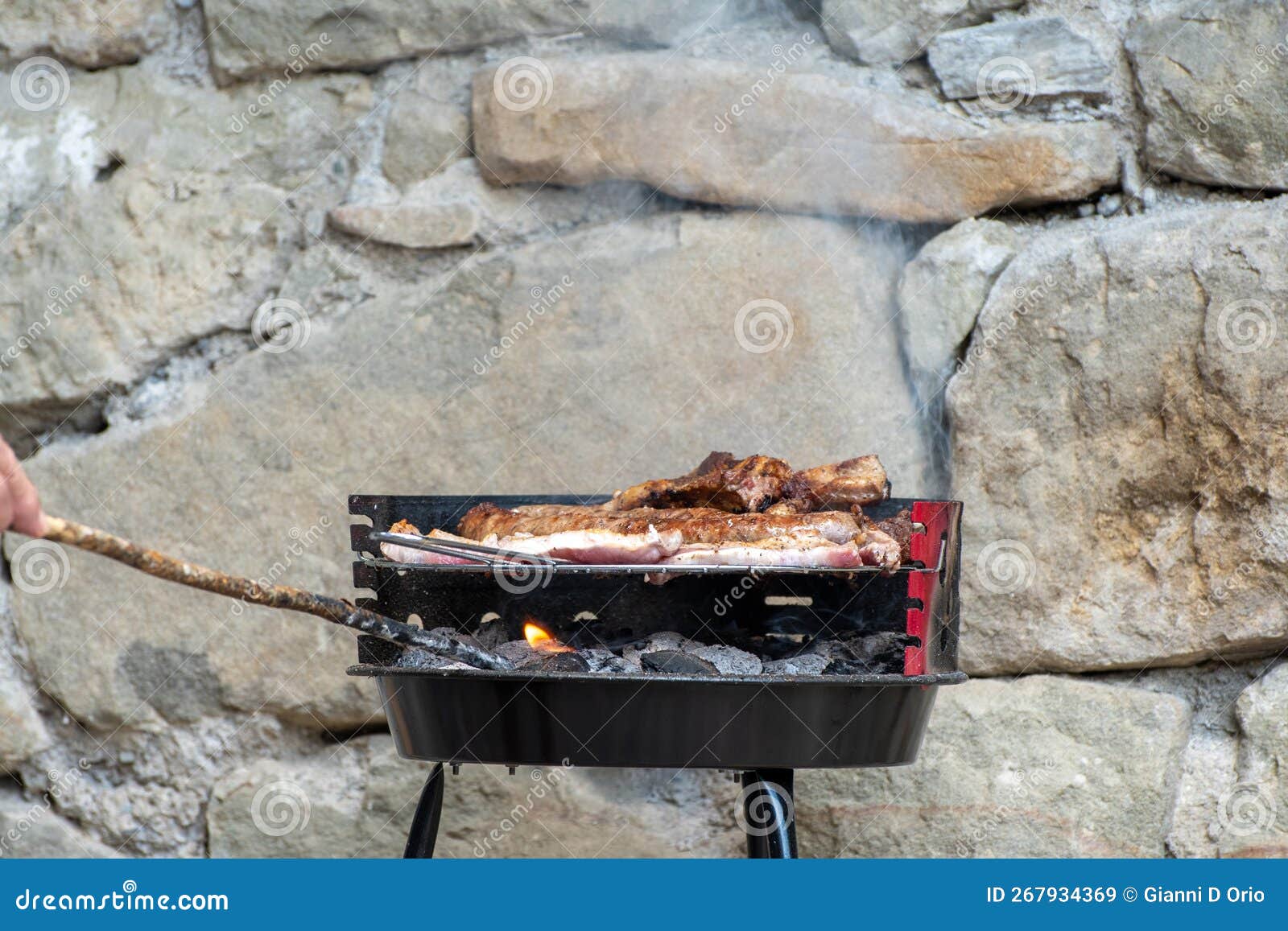 Meat Cooking on the Barbecue Grill Stock Image - Image of cooking ...