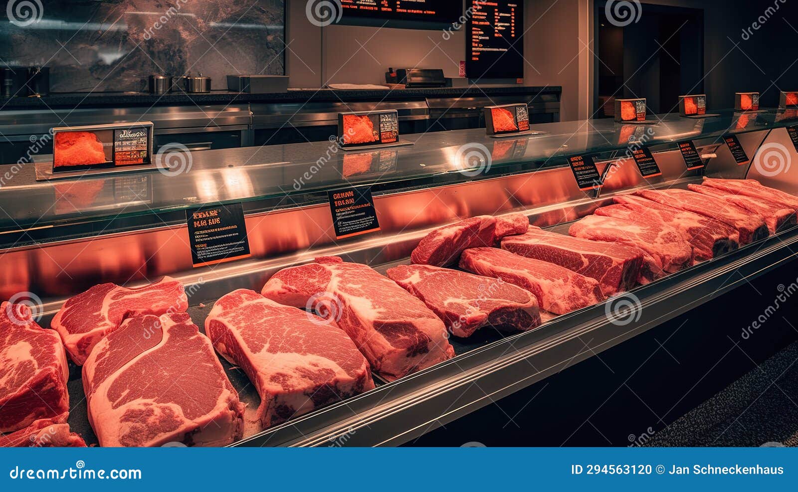 Meat in a Counter at a Meat Specialty Store. Stock Illustration ...